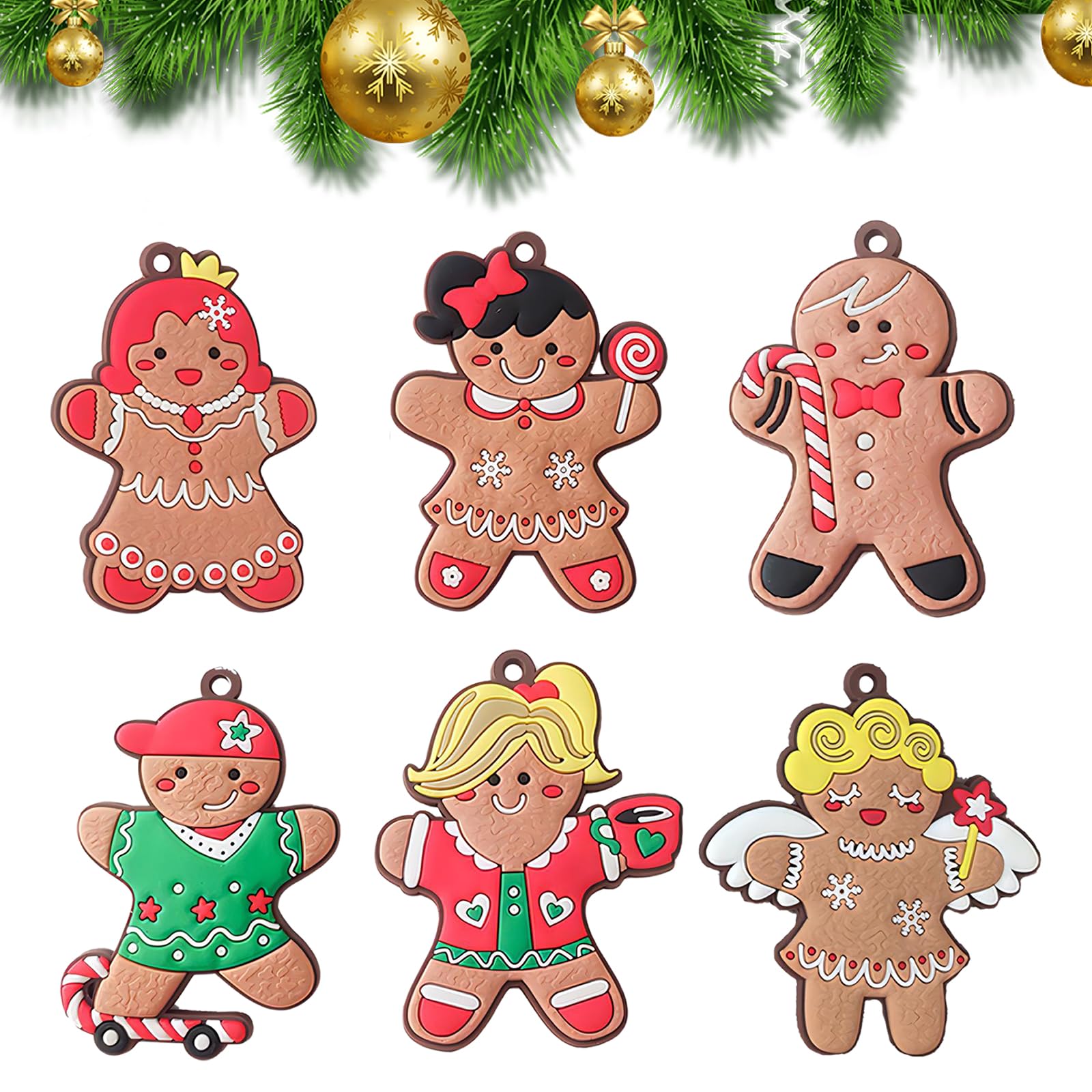 Gingerbread Ornaments 6 Pack Christmas Gingerbread Man Decoration ...