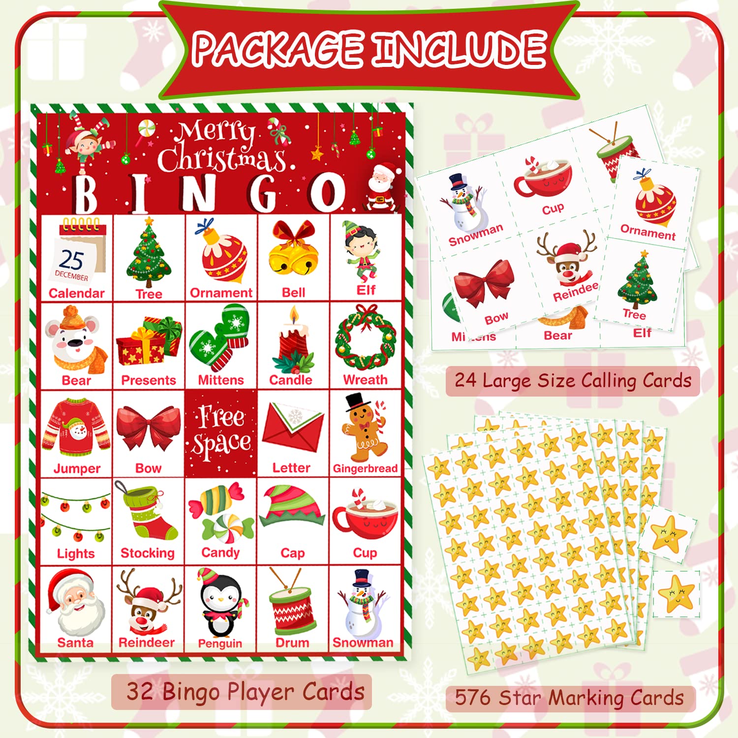 Snapklik.com : Officygnet Christmas Bingo Game For Kids - 32 Players ...