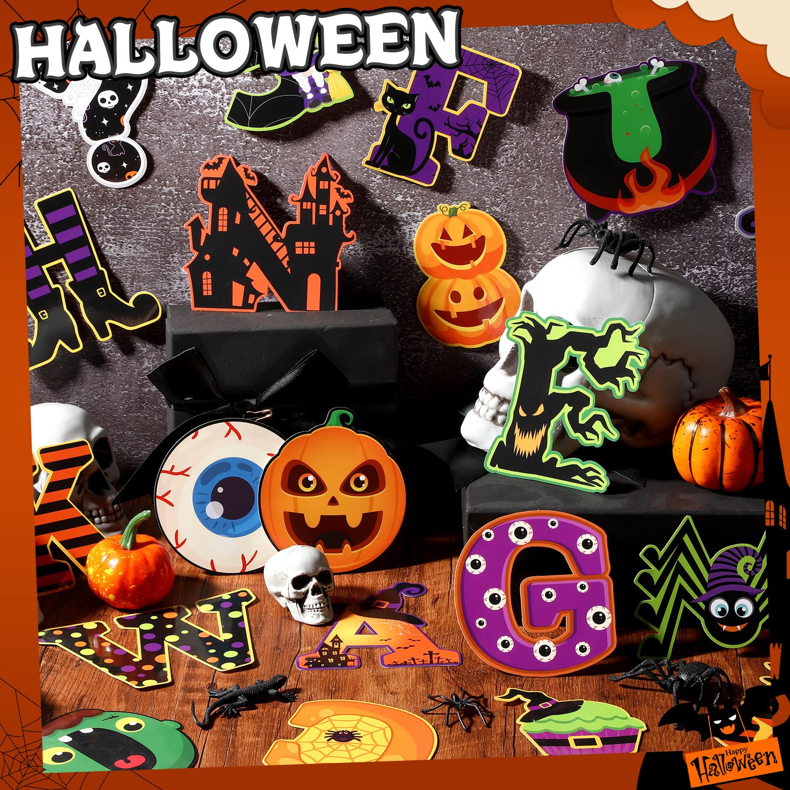 Snapklik.com : 176 Pcs Halloween Bulletin Board Decorations Letters ...