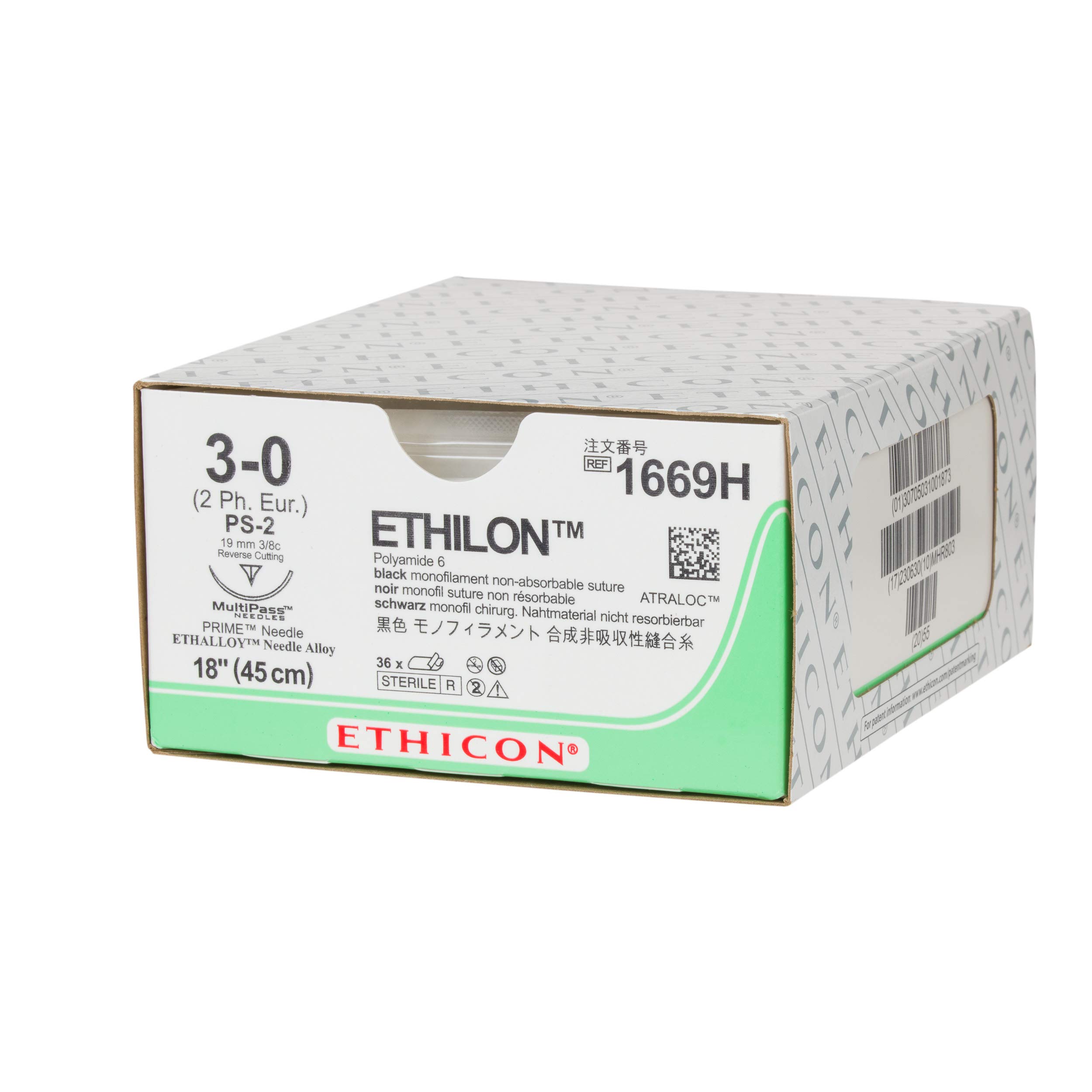 1611G Suture 4-0 Ethilon 18 Undyed Mono PS-2