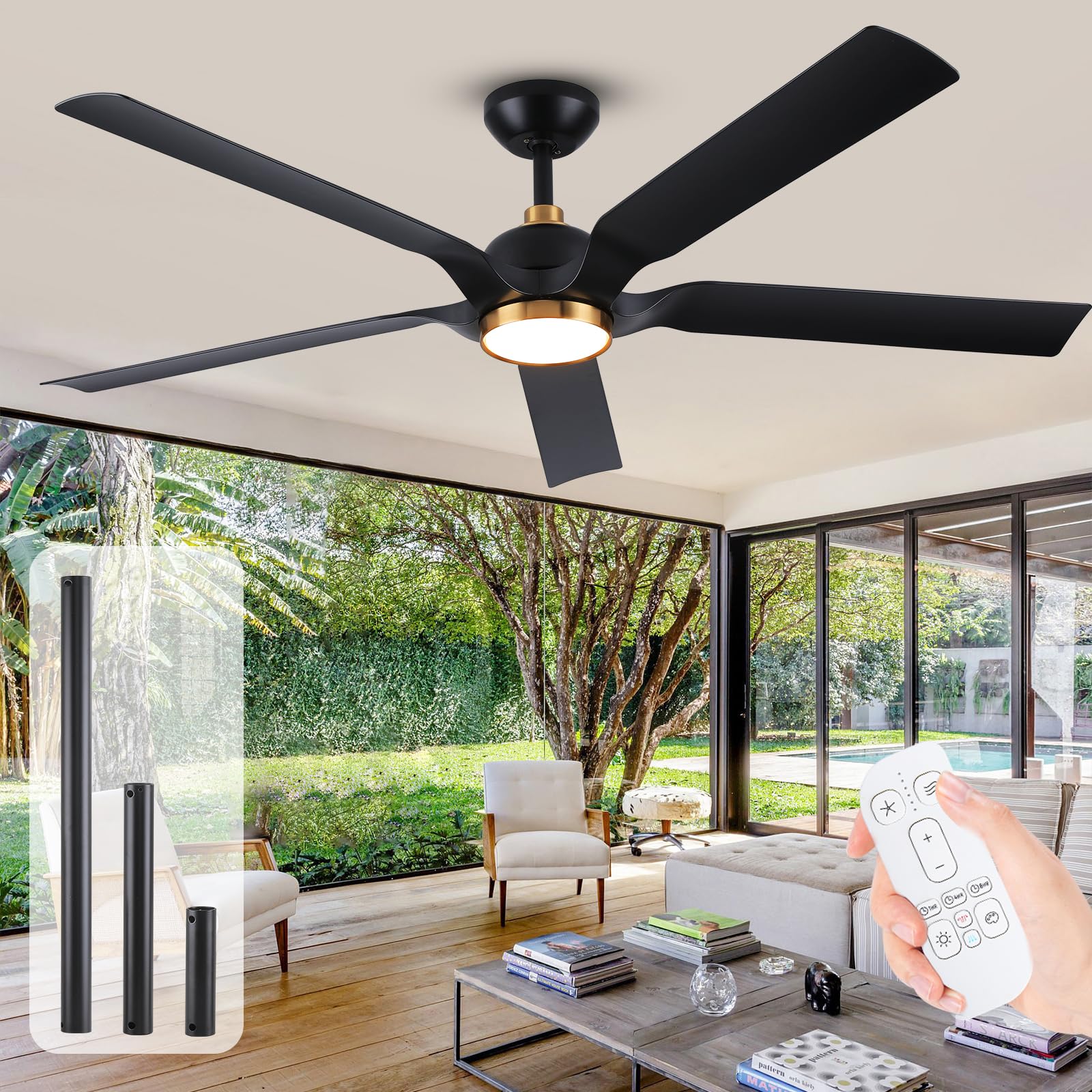 Large Outdoor Fans With Light 56" Nani Weather+™ Ceiling Fan Satin