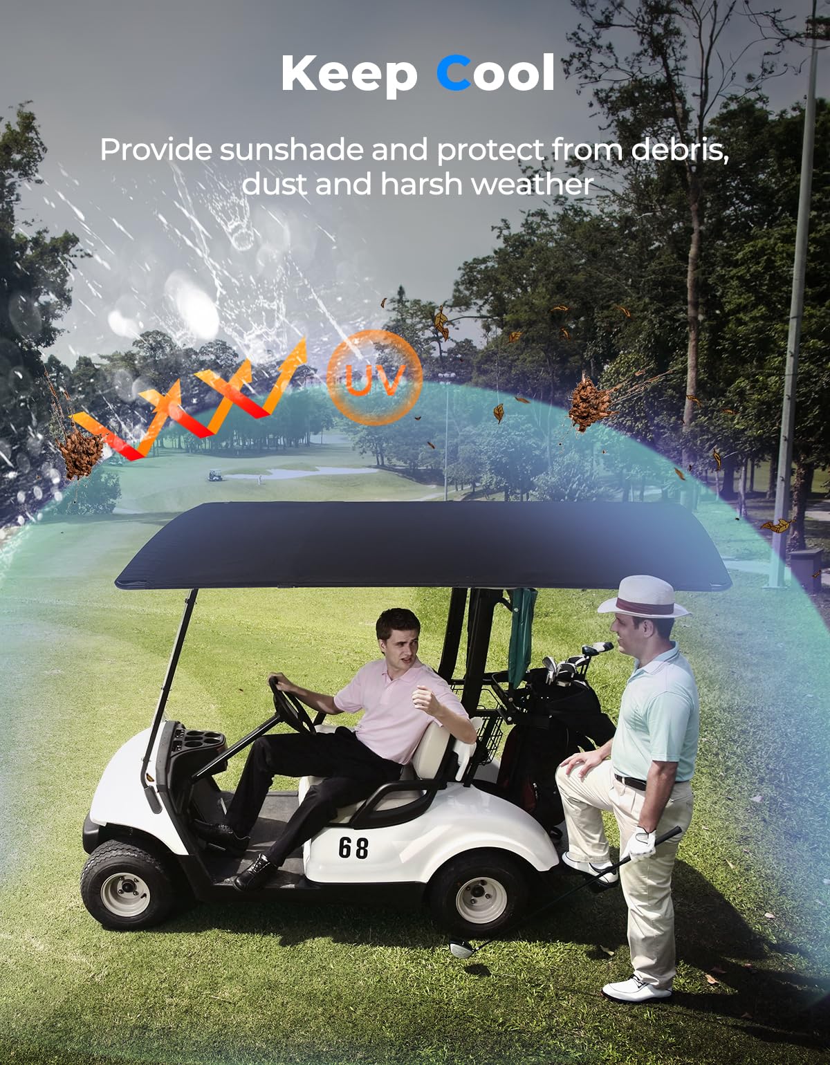 Snapklik.com : KEMIMOTO Golf Cart Roof Canvas Sun Top Compatible