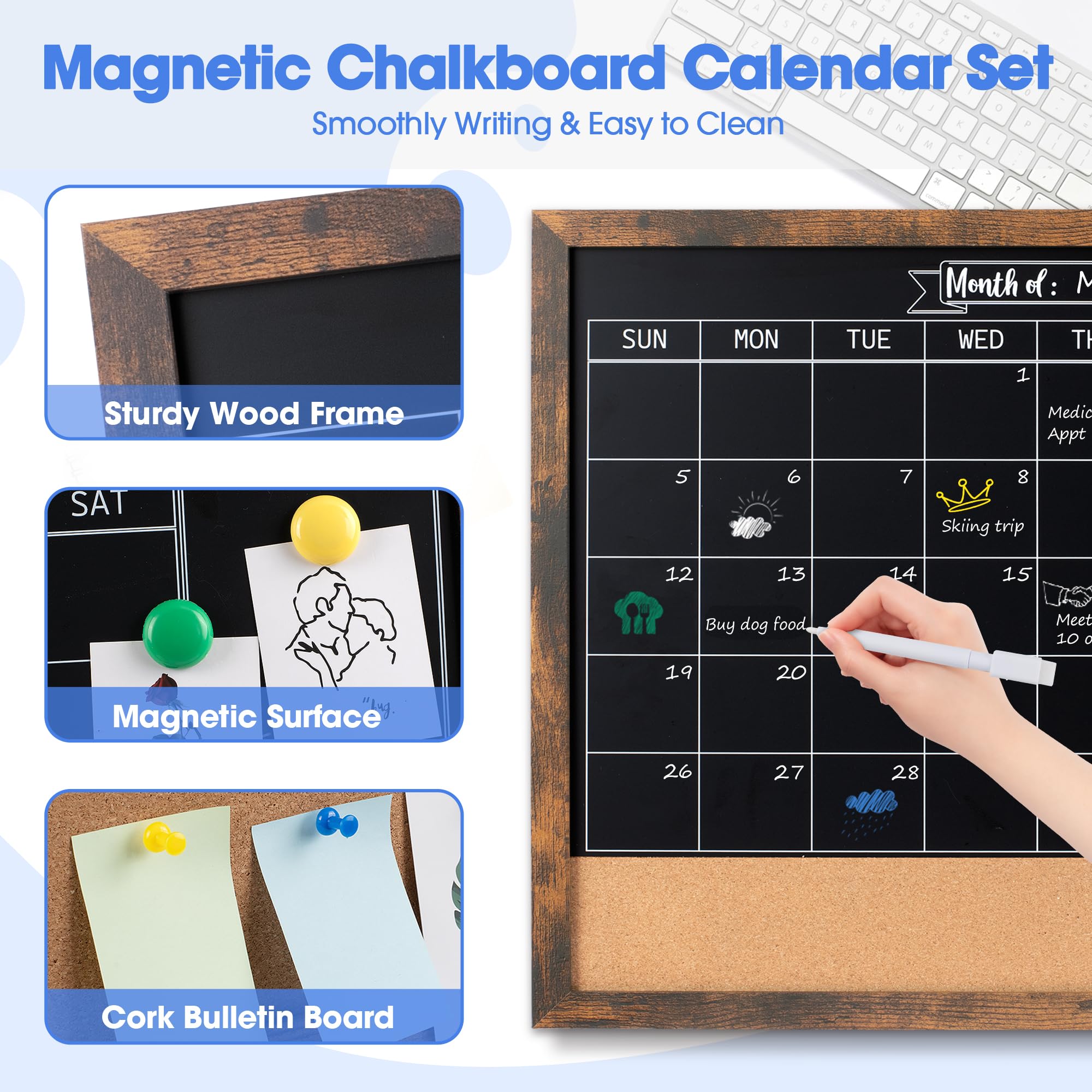 Board2by - Calendario Mensual De Pizarrón Y Tabla De Corcho Para Pared ...