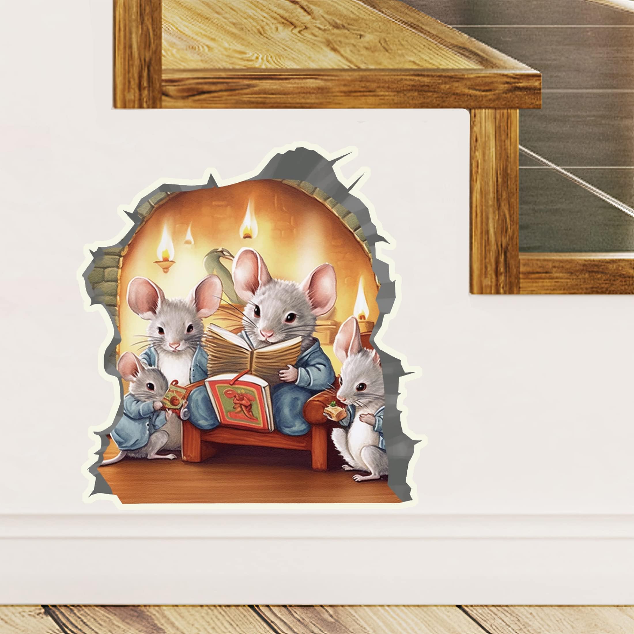 Amazon.com: Apple Mouse in Mouse Hole Decal - Mouse Hole 3D Wall ...