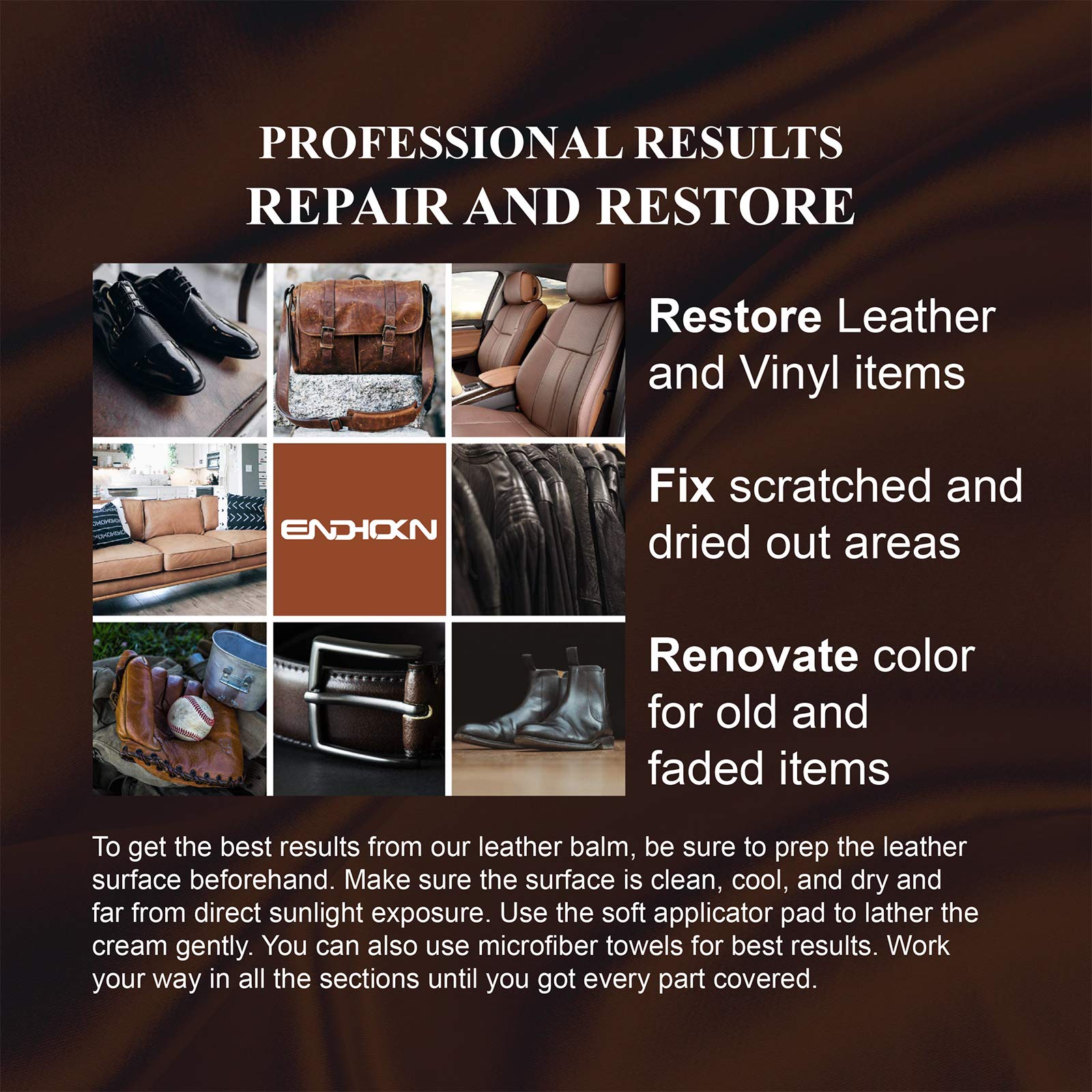 Buy Endhokn 200ml Brown Leather Vinyl Recoloring Repair Kit - Car Seats ...