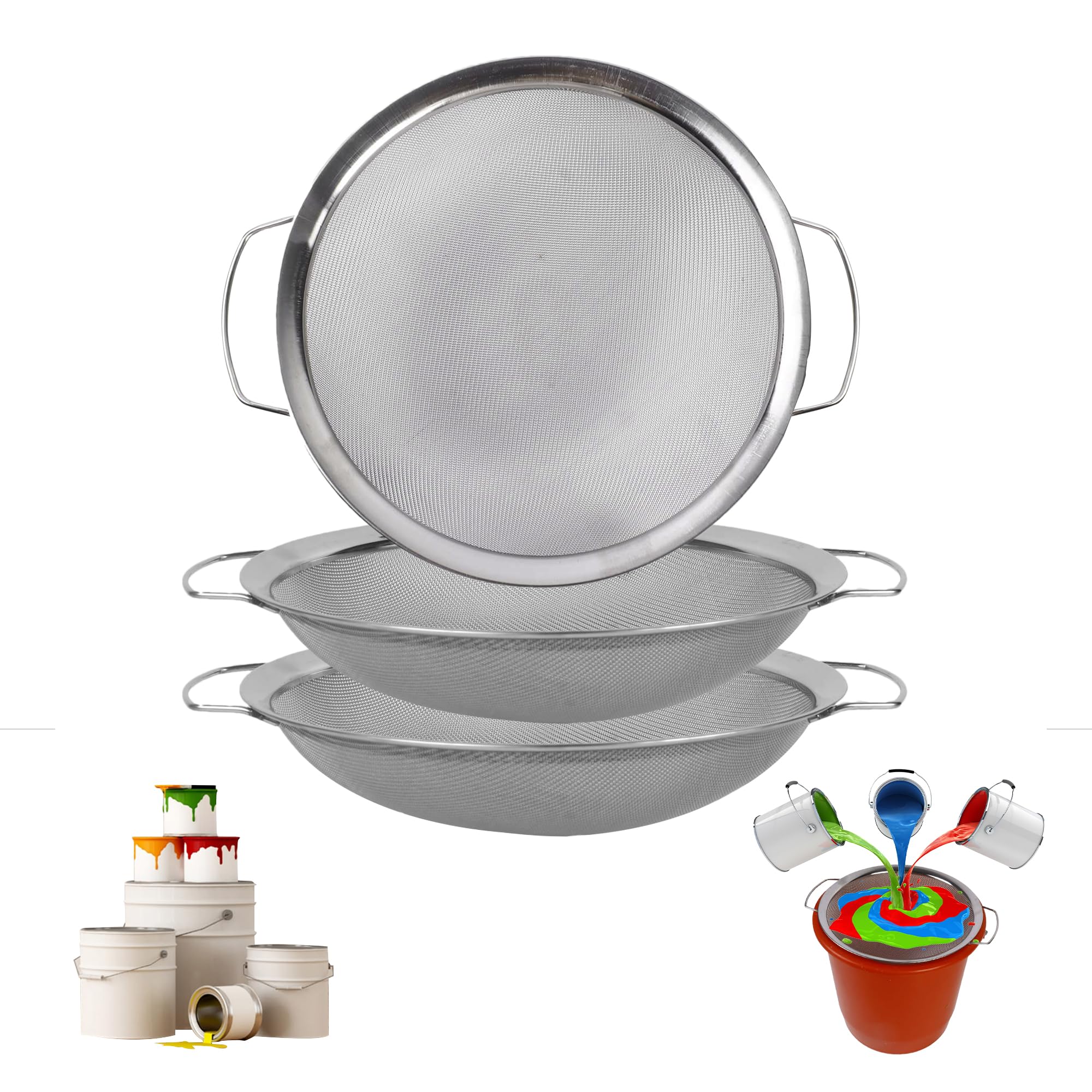 Amazon.com: 3pcs Stainless Steel Fine Mesh Paint Strainer Fits a 5 ...