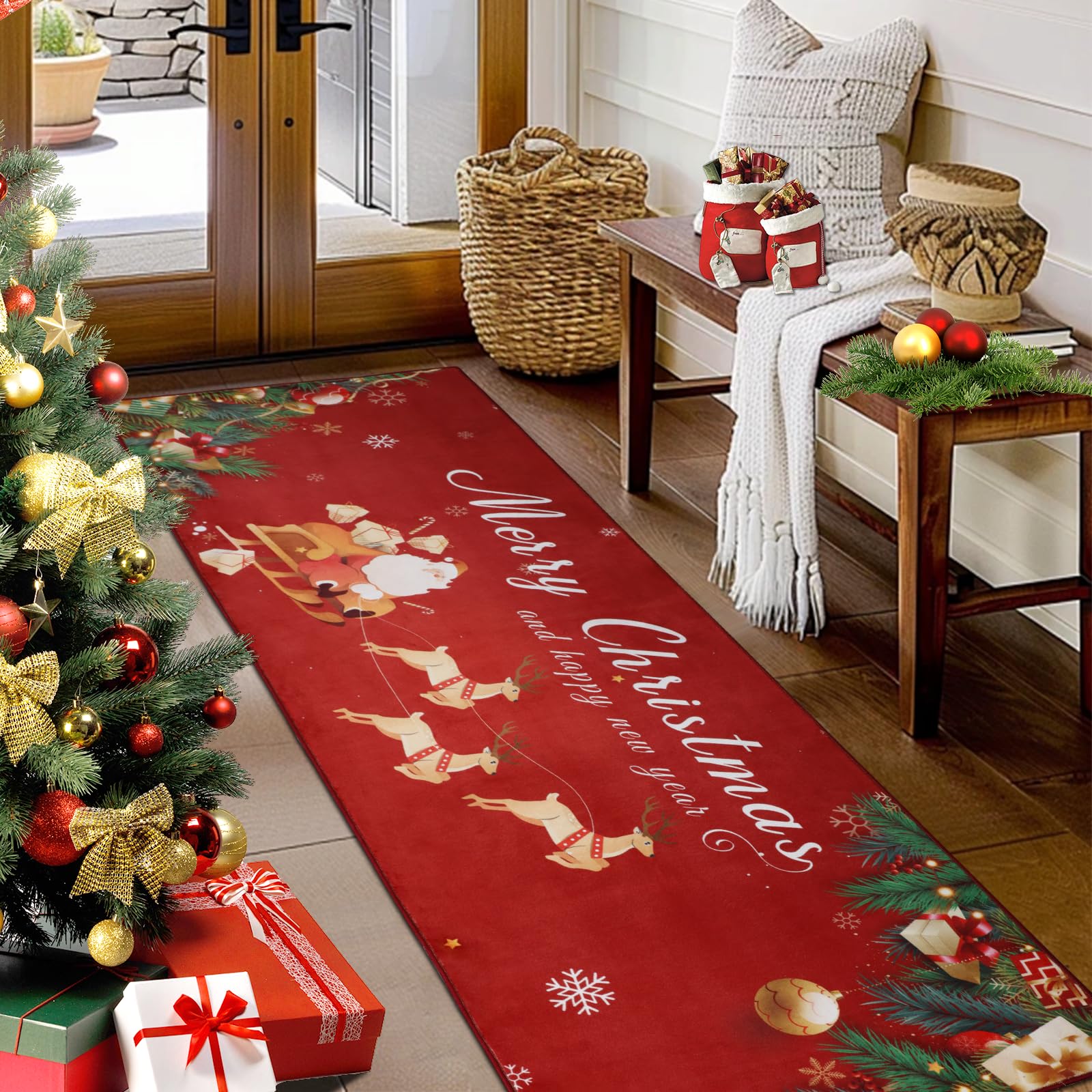 Amazon.com: nesrt Christmas Runner Rugs 2x6 Washable Rug Runner Non ...