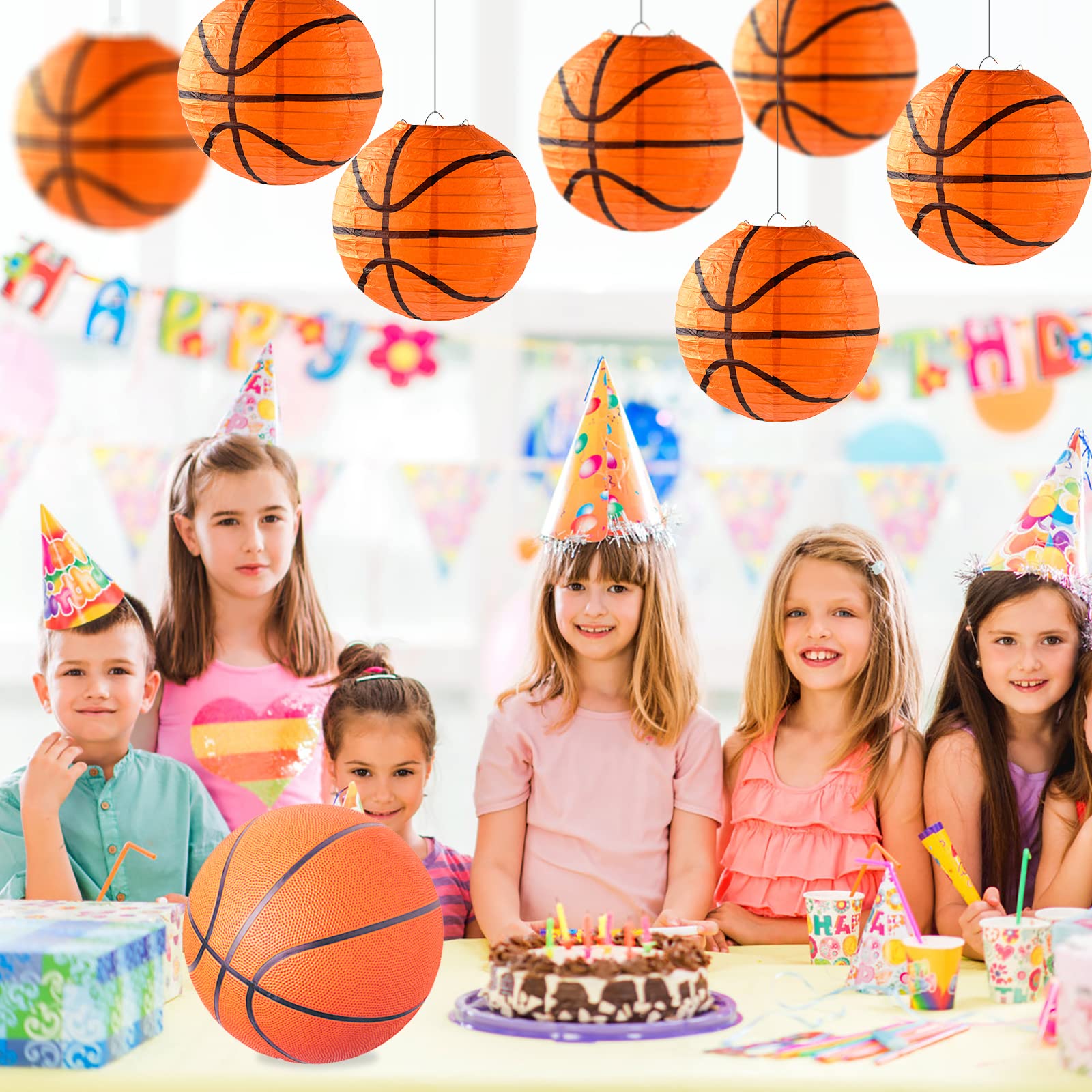 Snapklik.com : 10 Pieces Orange Basketball Paper Lanterns Decorations 8 ...