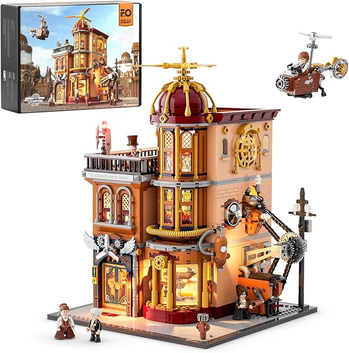 Amazon.com: FUNWHOLE Steampunk Flying Club Lighting Building-Bricks Set ...