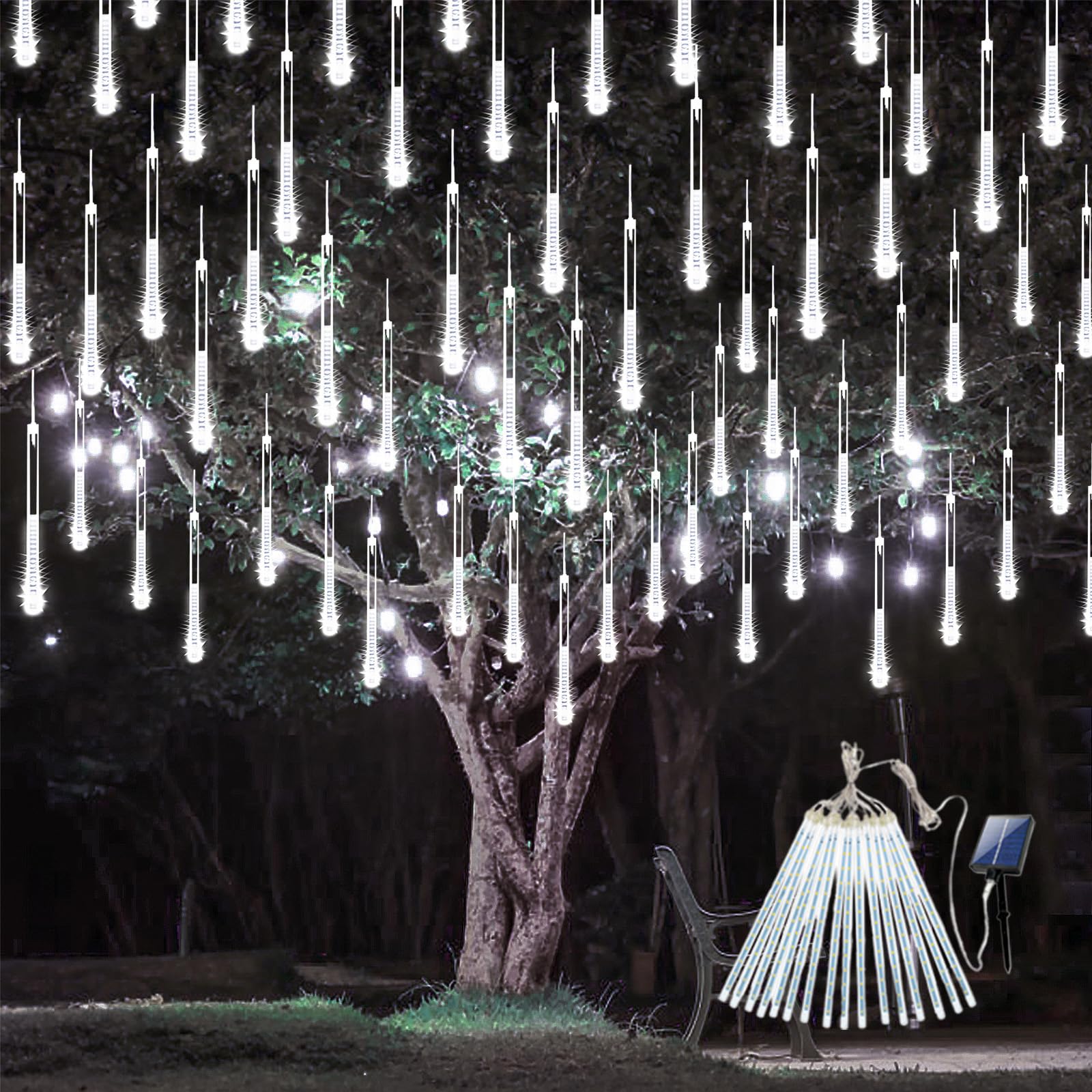 Meteor Solar Led Lighting 1.2m LED Fireworks RGB Meteor Shower Rain