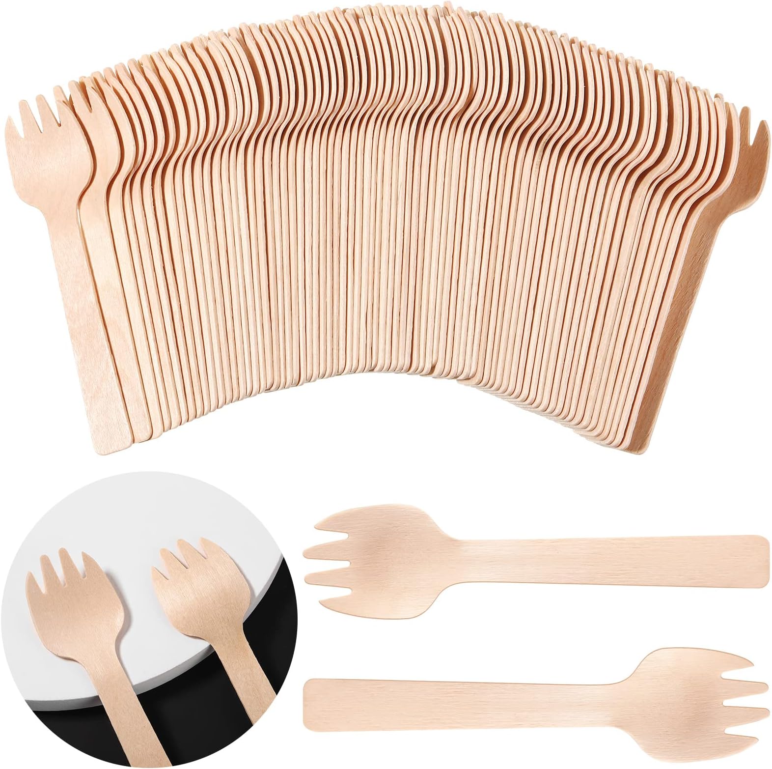 200PCS Wooden Fruit Forks, Two Prongs Fruit Forks Disposable Cocktail ...