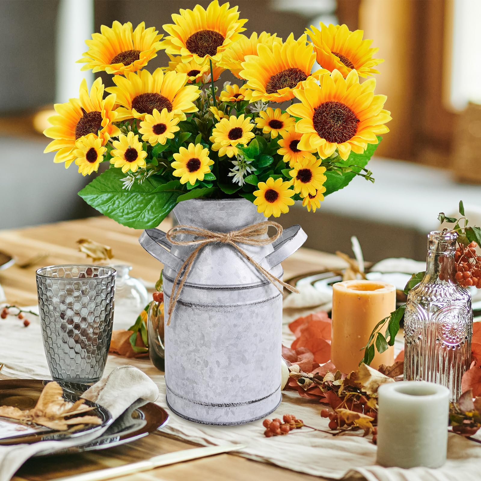 Sunflower Arrangements In Metal Containers Set Of 2 Luxury Real Touch