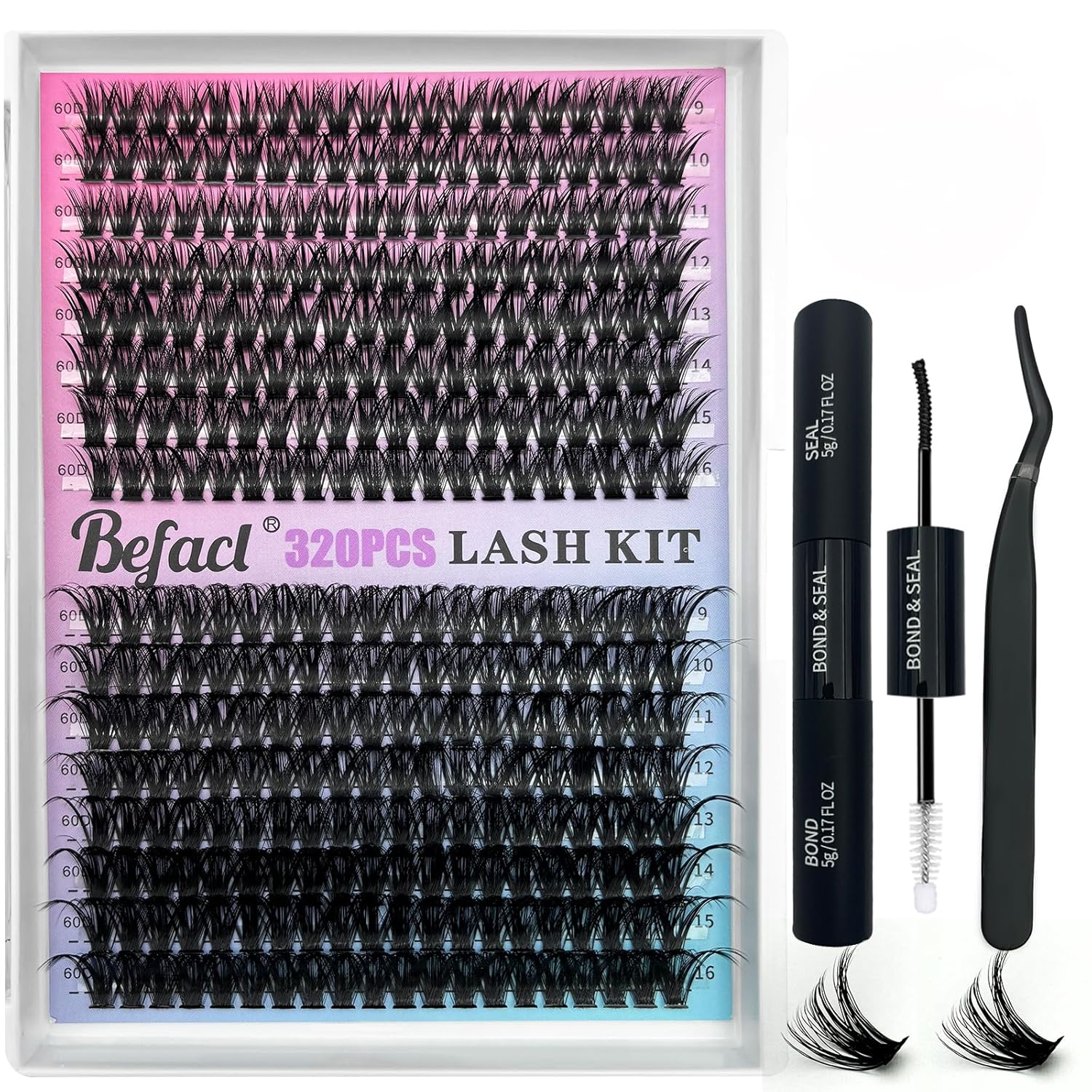 Amazon.com: Cluster Eyelash Extensions Kit 320Pcs 60D Fluffy Lash ...