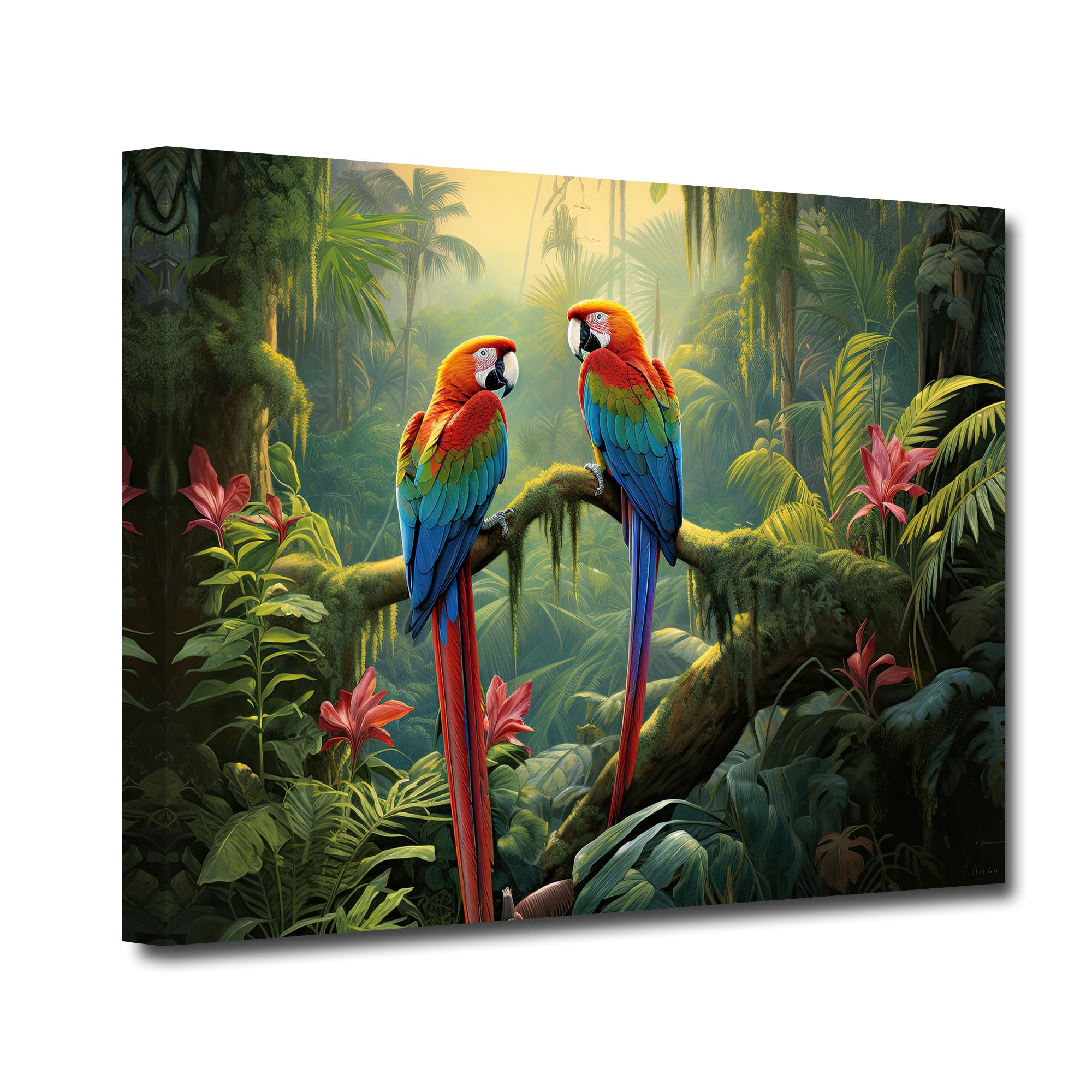 Amazon.com: CXHOSTENT Parrot Wall Art Colorful Parrot Standing on ...