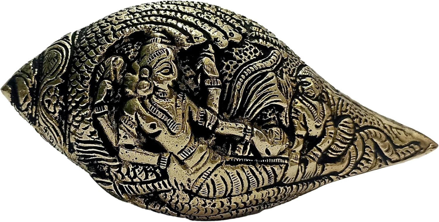 Amazon.com: athizay Brass Shankh – Vishnu Laxmi Engraved Conch Shell ...