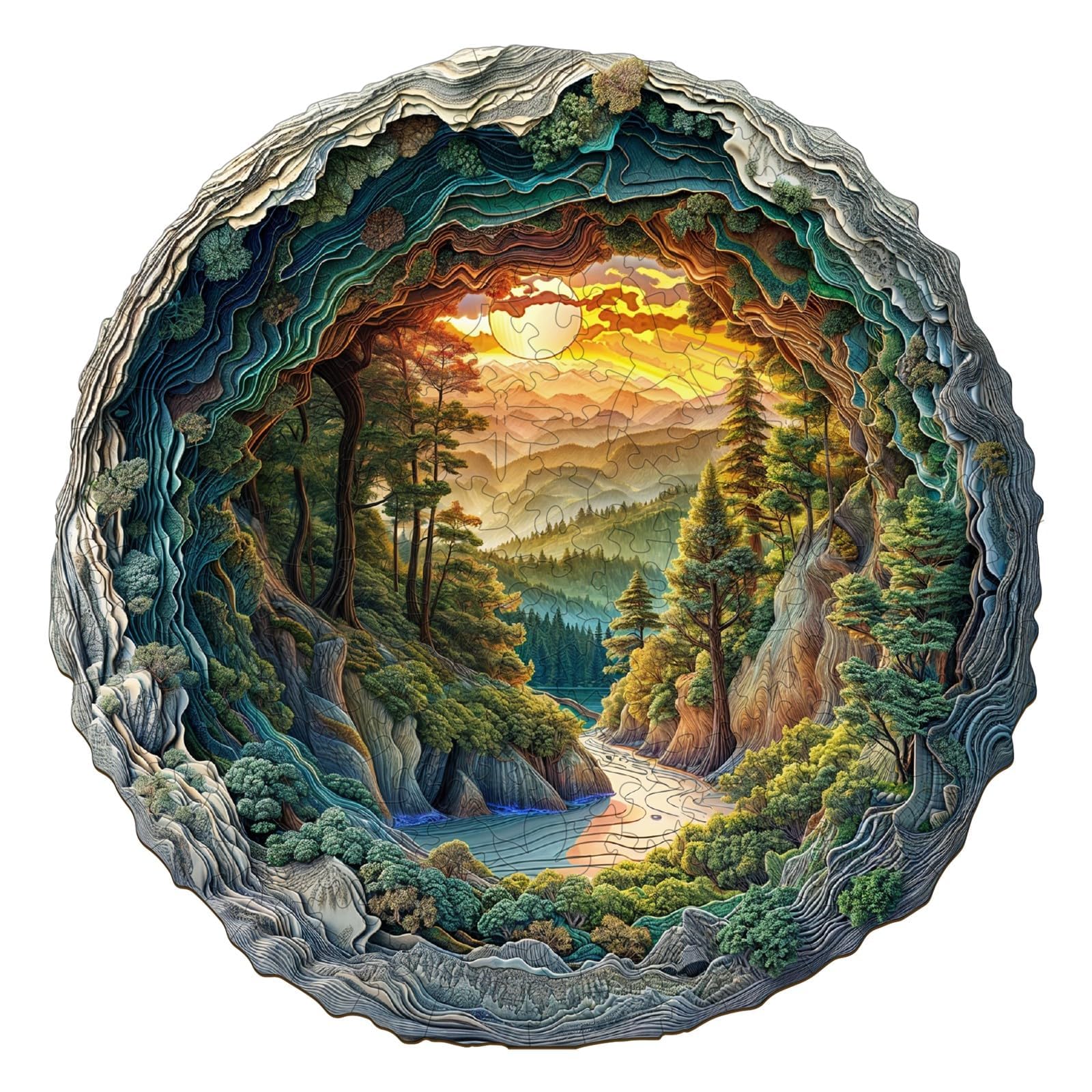Amazon.com: Wooden Puzzles for Adults, 3D Vision Effects Cave Forest ...