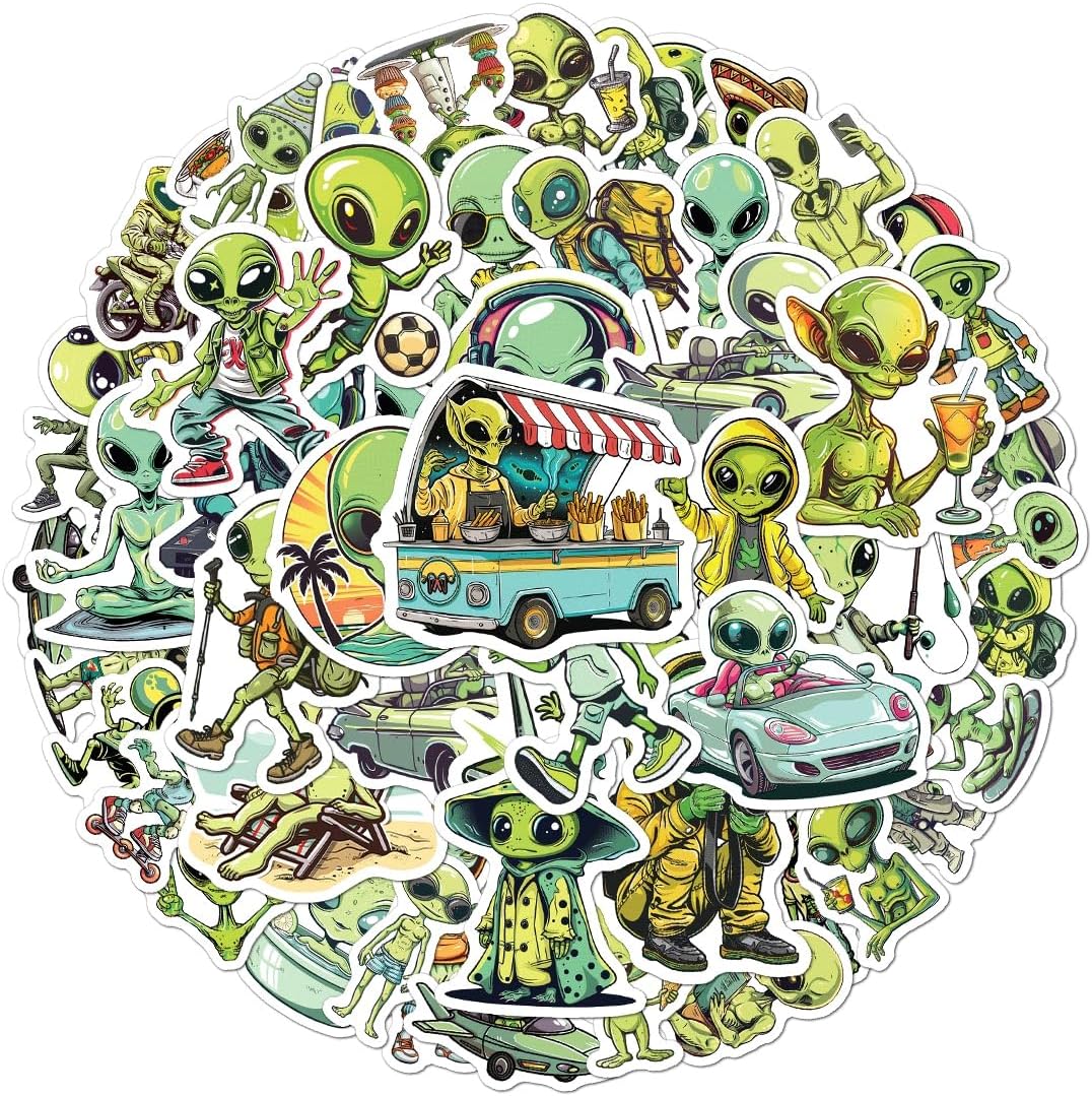 Amazon.com: 500 Pieces Green Alien Party Decorations Labels Roll ...