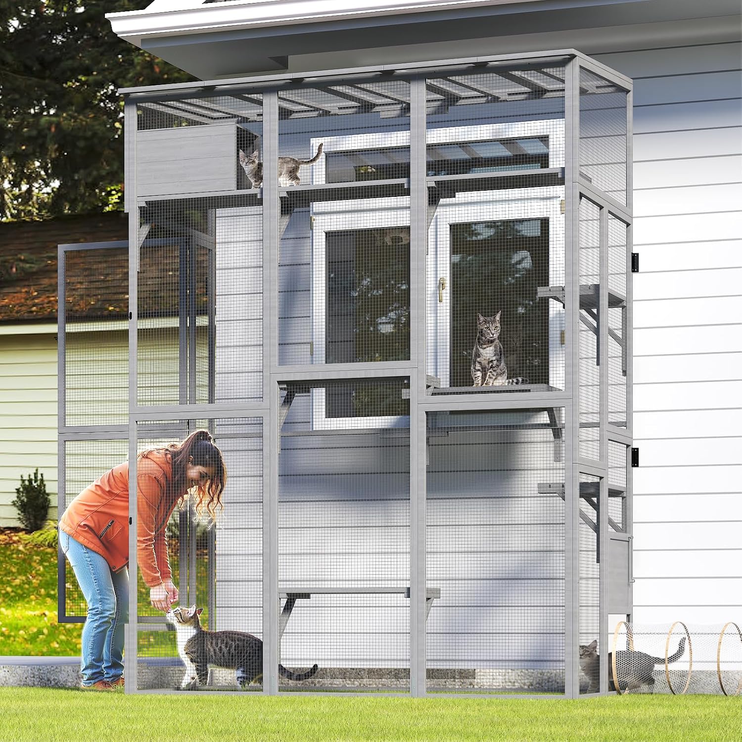 Amazon.com: TIMHAKA Catio Playground Window Cat Enclosure, Large ...