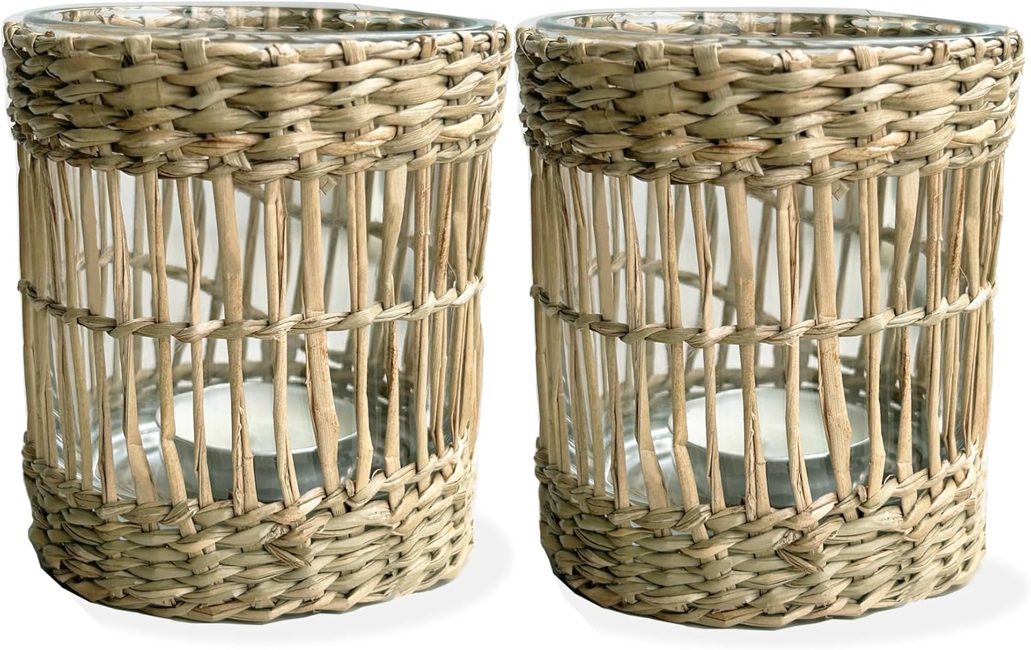Amazon.com: Natural Rattan Wicker Woven Tea Light Candle Holder ...