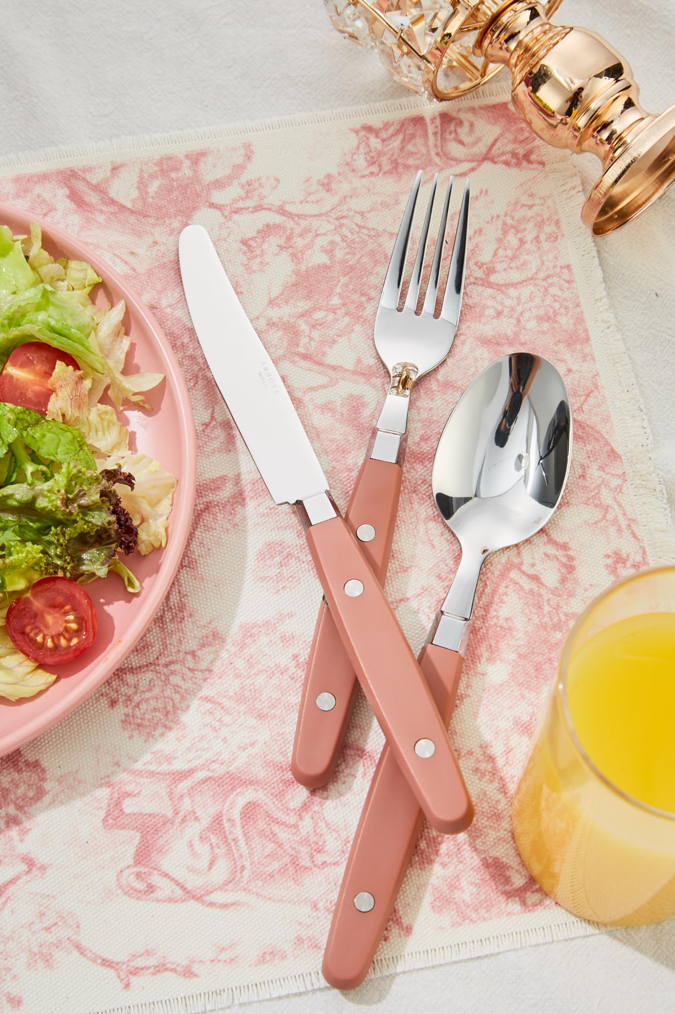 ANNOVA Silverware Set 20 Pieces Stainless Steel Color Handle with Rivet ...