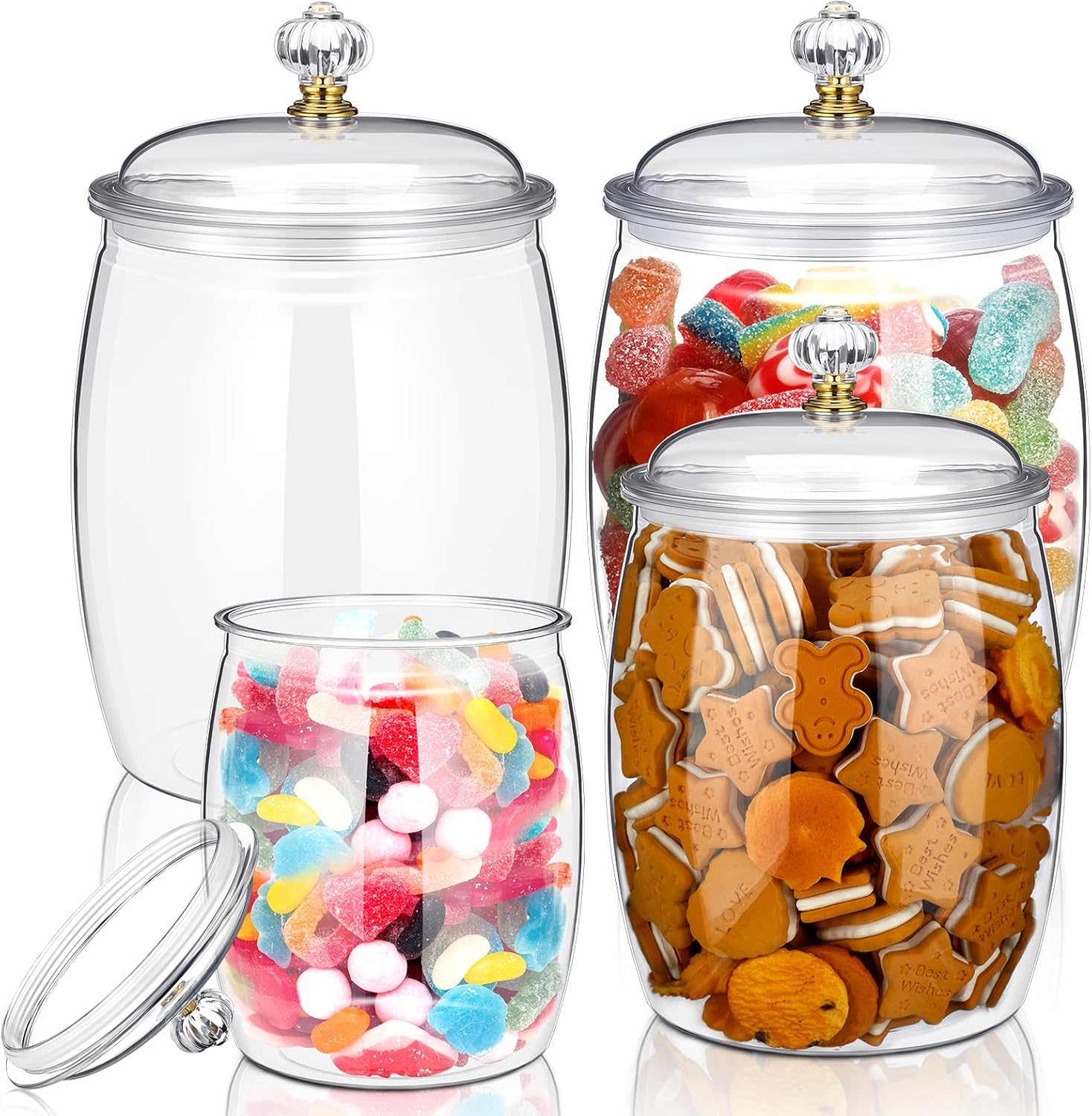Amazon.com: Nuogo 4 Pcs Candy and Cookie Jars with Lids 30/42/64/80/90 ...