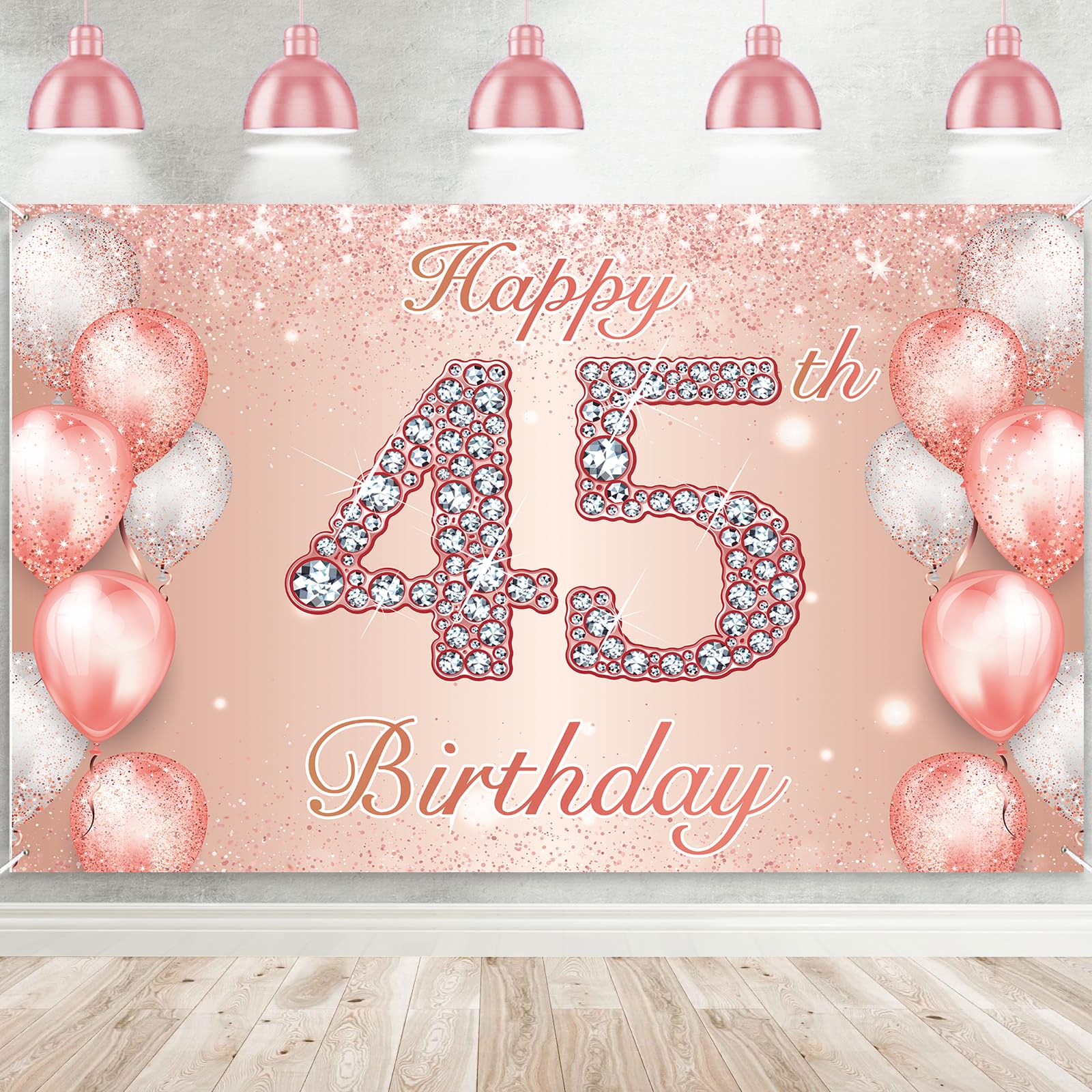 Amazon.com: Happy 45th Birthday Rose Gold Banner Cheers to 45 Years Old ...