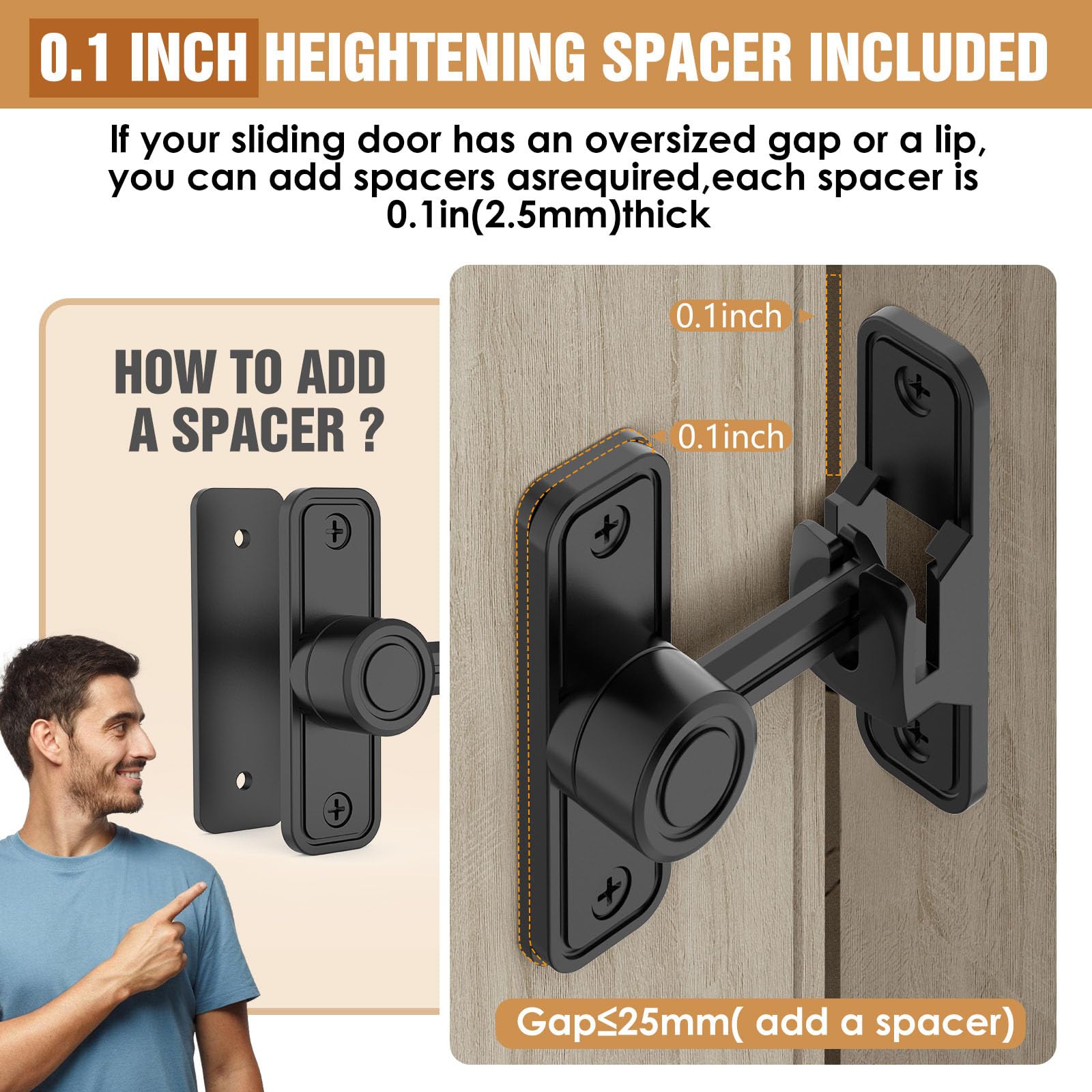 90-180 Degree Adjustable 2-Pack Heavy Duty Barn Door Locks - 90/180 ...