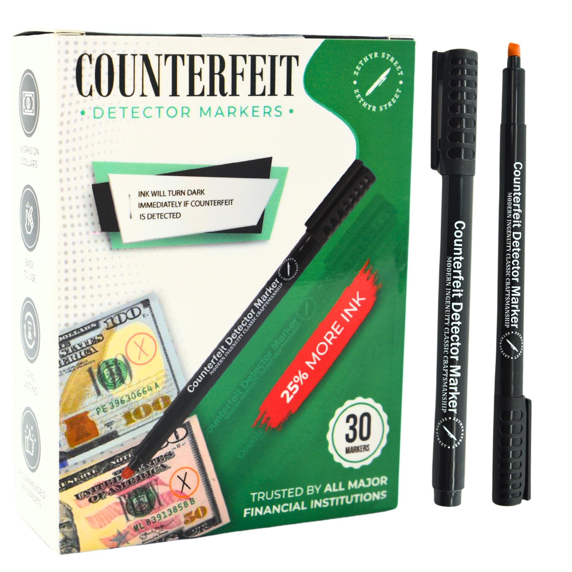 Amazon.com : Counterfeit Money Pens - Pack of 30 - Money Markers ...