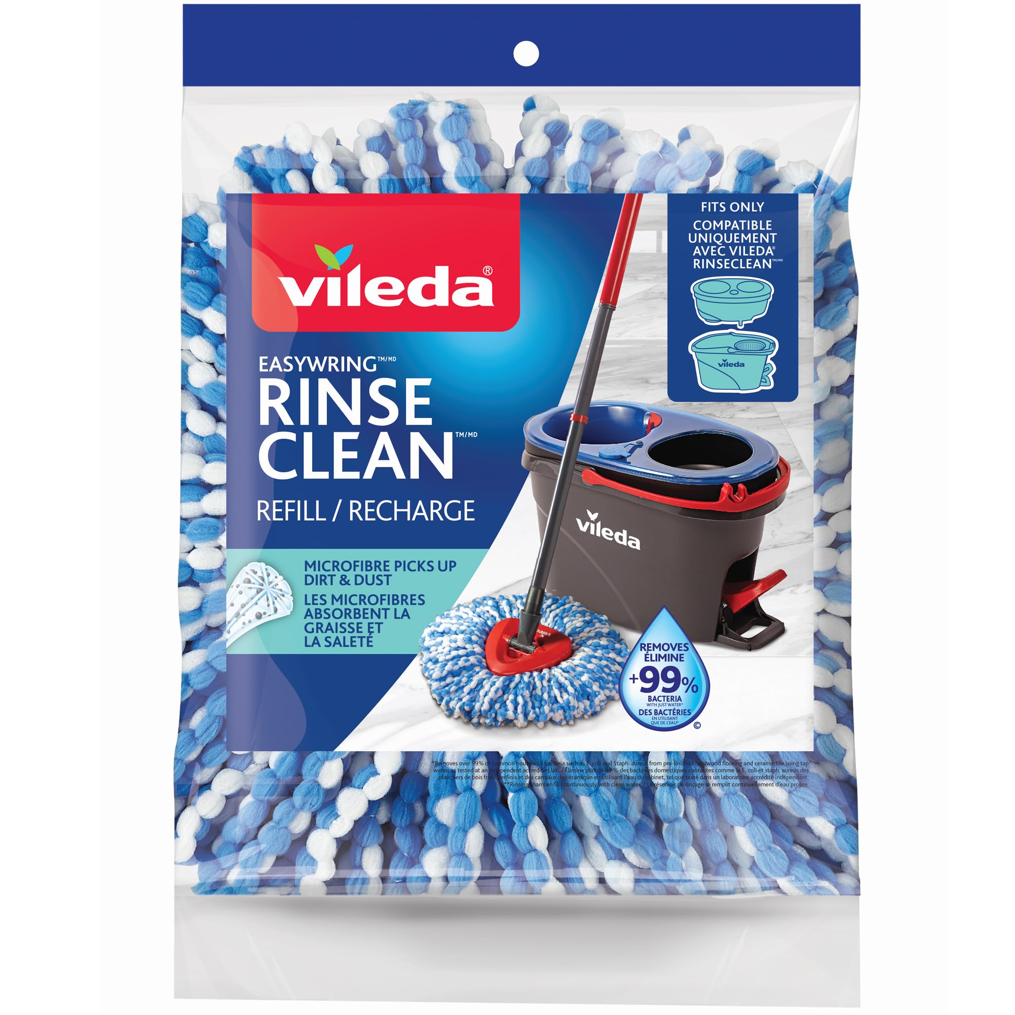 Vileda EasyWring RinseClean Mop Head Refill | Machine Washable ...