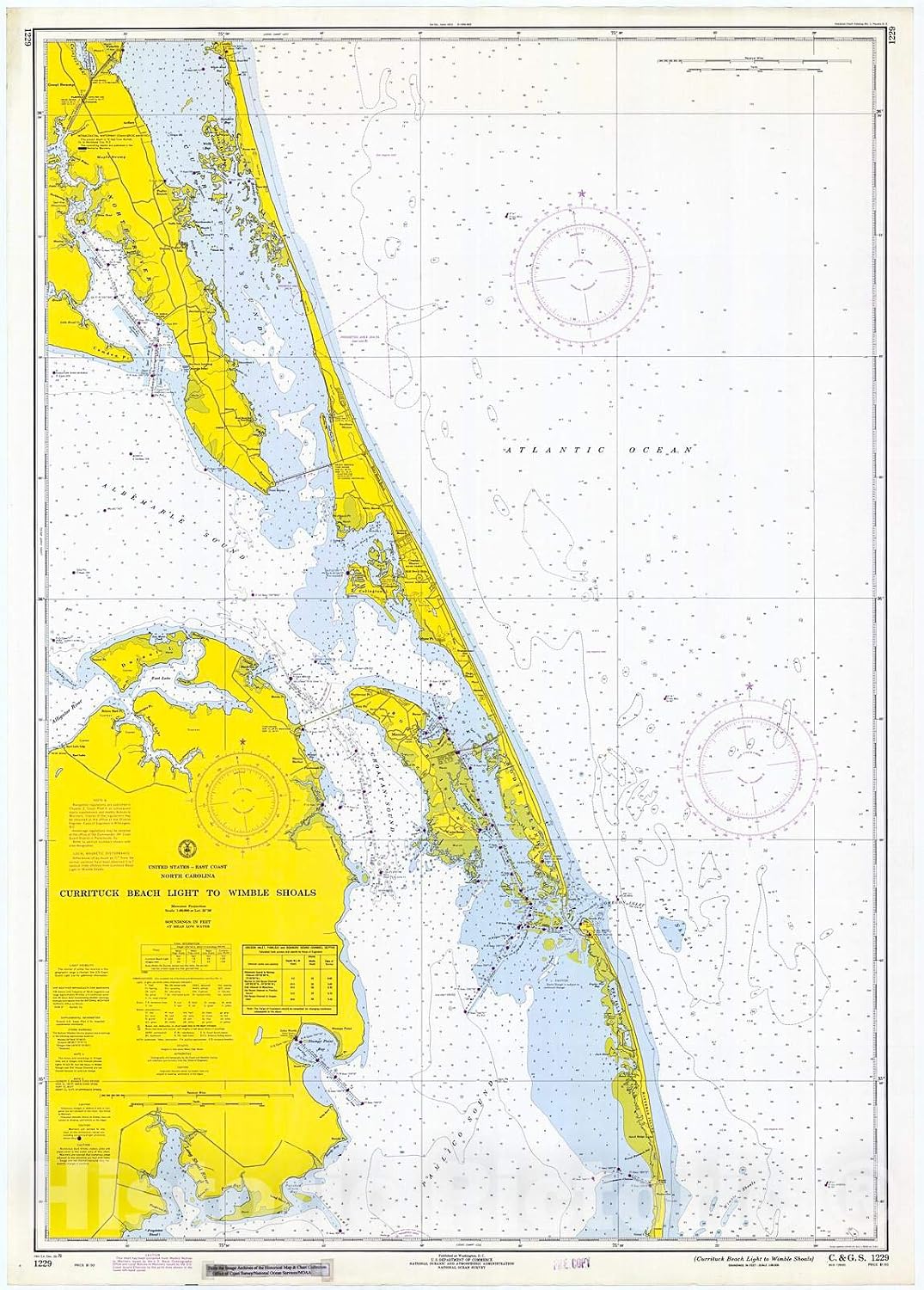 Amazon.com: Historic Pictoric Vintage Map - Currituck Beach to Wimble ...