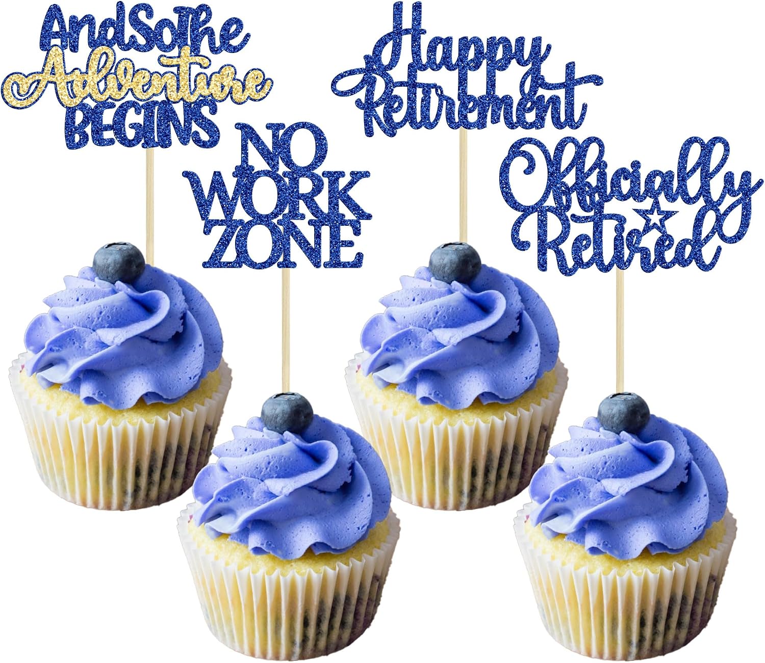 Amazon.com: Gyufise 24Pcs Happy Retirement Cupcake Toppers Officially ...