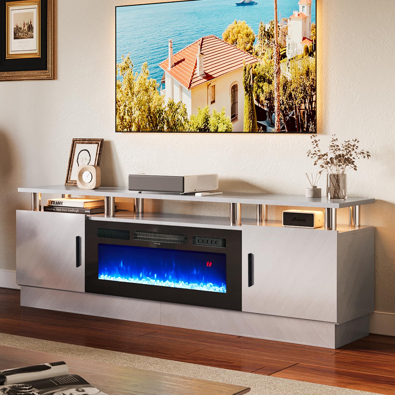 Amazon.com: oneinmil 36" Electric Fireplace Integrated TV Stand - 70" 2 ...