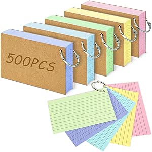 Amazon.com : 500PCS Colored Index Cards, 3x5 Inches Flash Cards with ...