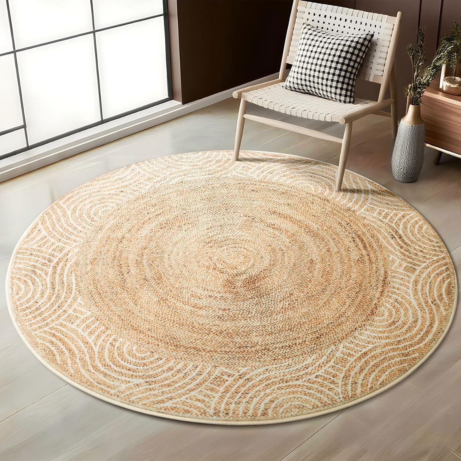 Amazon.com: Asrug Large Round Rug 6ft, Farmhouse Circle Rugs for Living ...