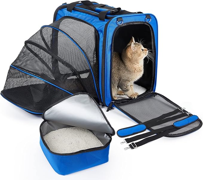 Amazon.com : A.FATI Cat Carrier with Litter Box for Car Travel, Large ...