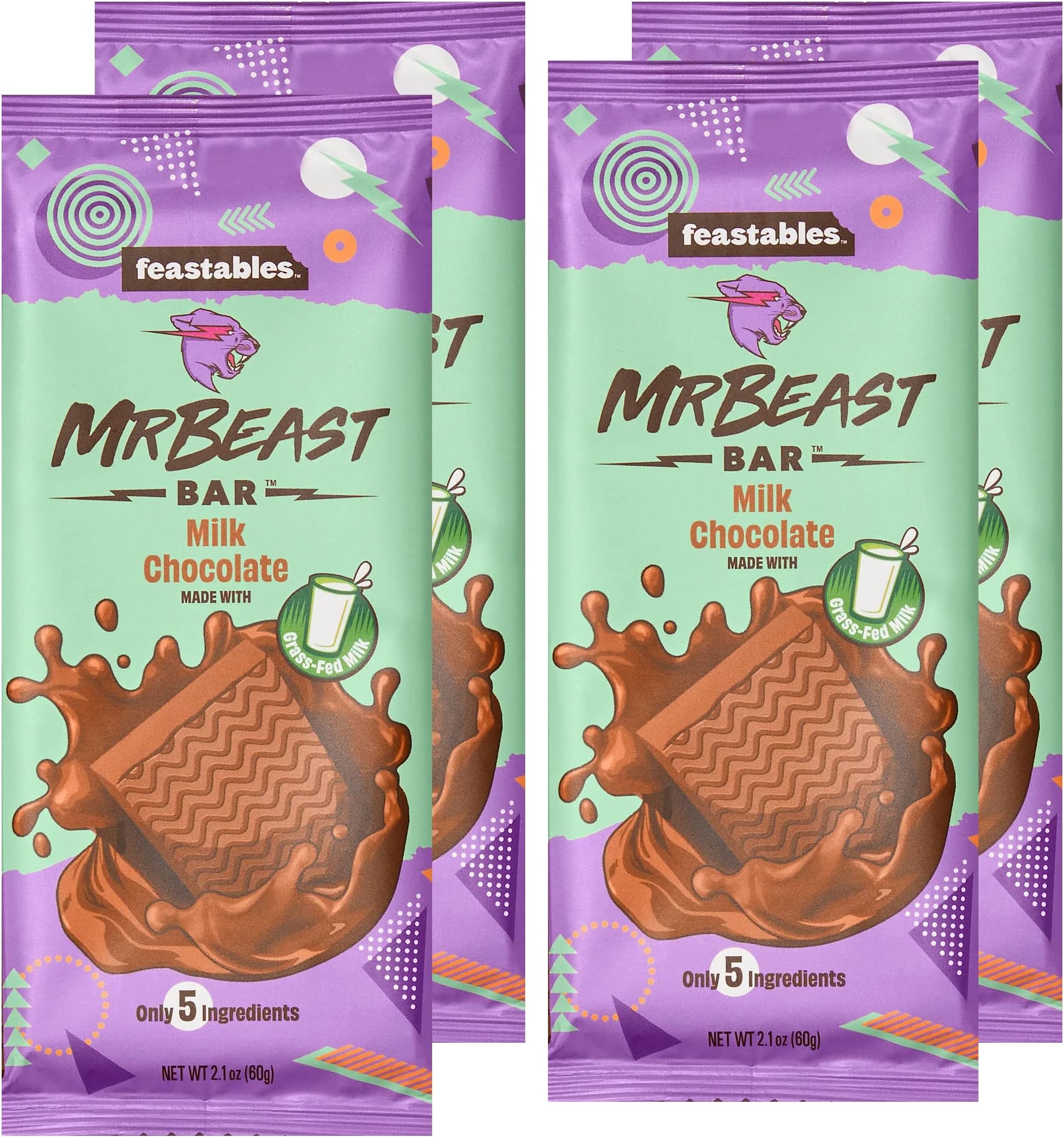 Amazon.com : Feastables MrBeast Chocolate Sea Salt Bars - Made with ...
