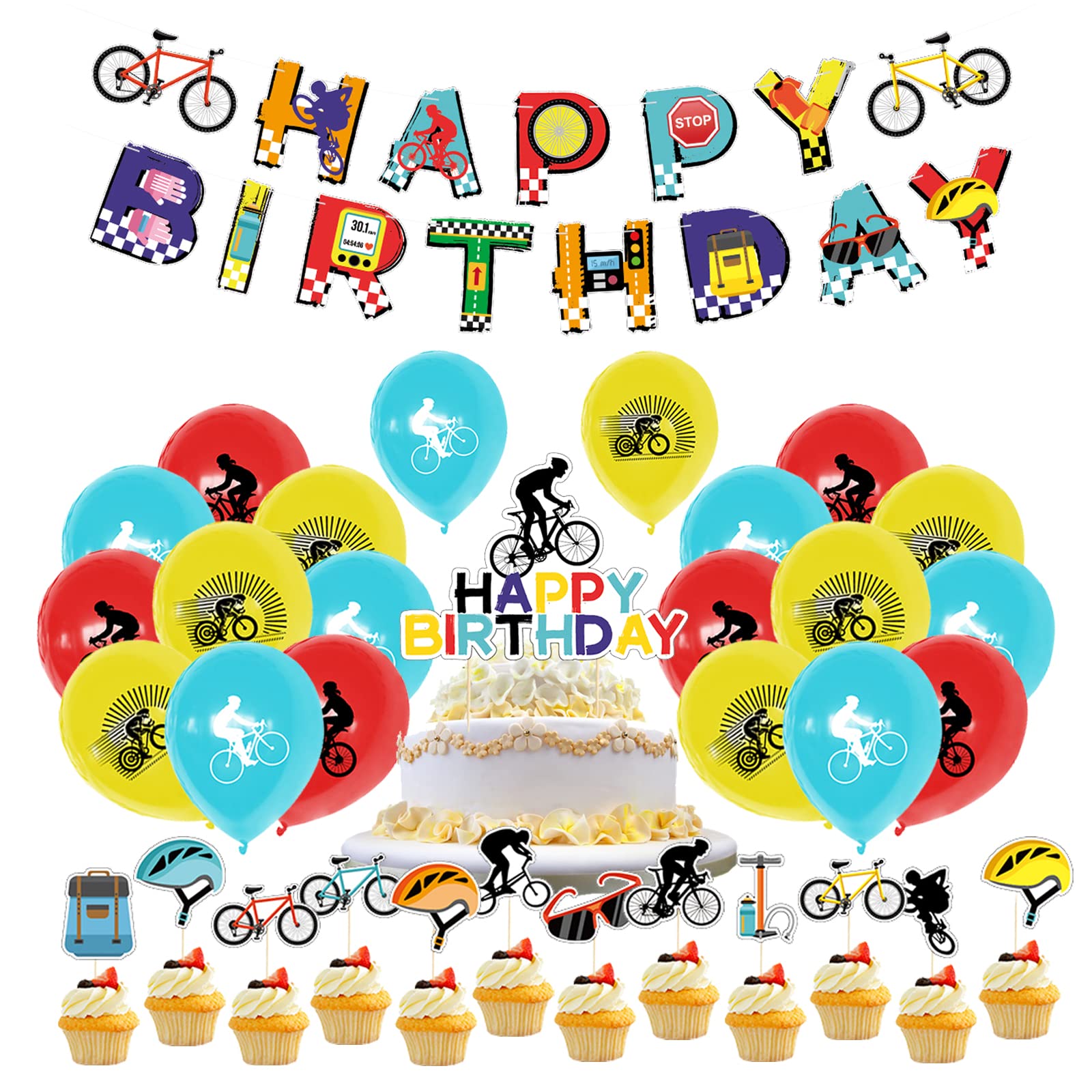 Party Supplies Bike Balloons Birthday Bicycle Balloon Decorations Cycling Birthday Cake ...