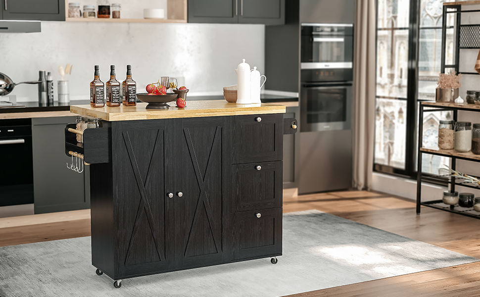 Watch IRONCK Rolling Kitchen Island Cart with Drop-Leaf Countertop on ...