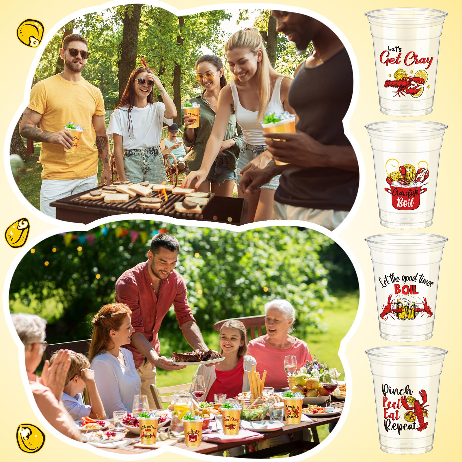 Snapklik.com : 48 Pcs 12oz Crawfish Boil Clear Plastic Cups Bulk ...