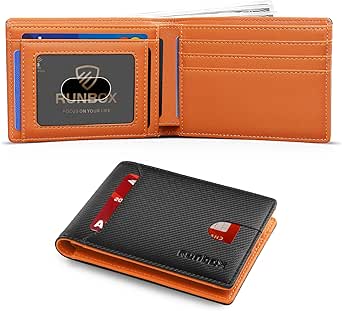 Amazon.com: RUNBOX Slim Wallet for Men Bifold Minimalist Leather RFID ...