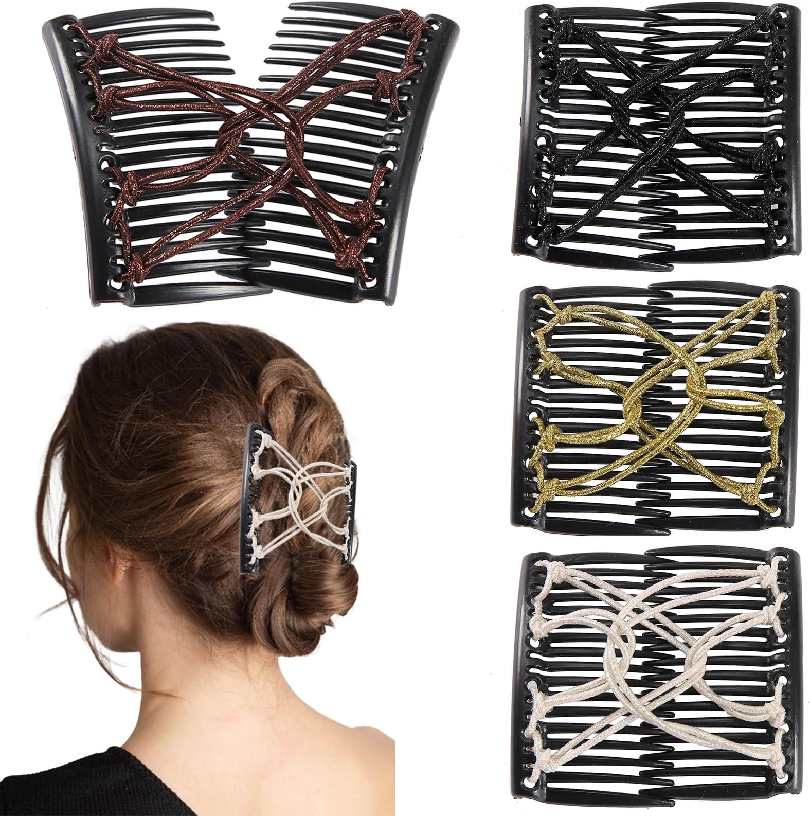 Amazon.com : Scunci Braided Upzing Double Combs, Black or Brown (1-Unit ...