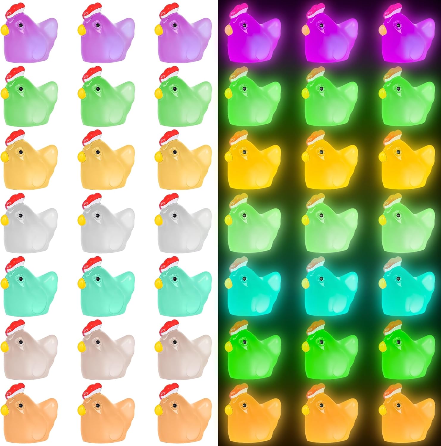 Amazon.com: Yuronam 50 PCS Luminous Mini Resin Chicken Tiny Plastic ...