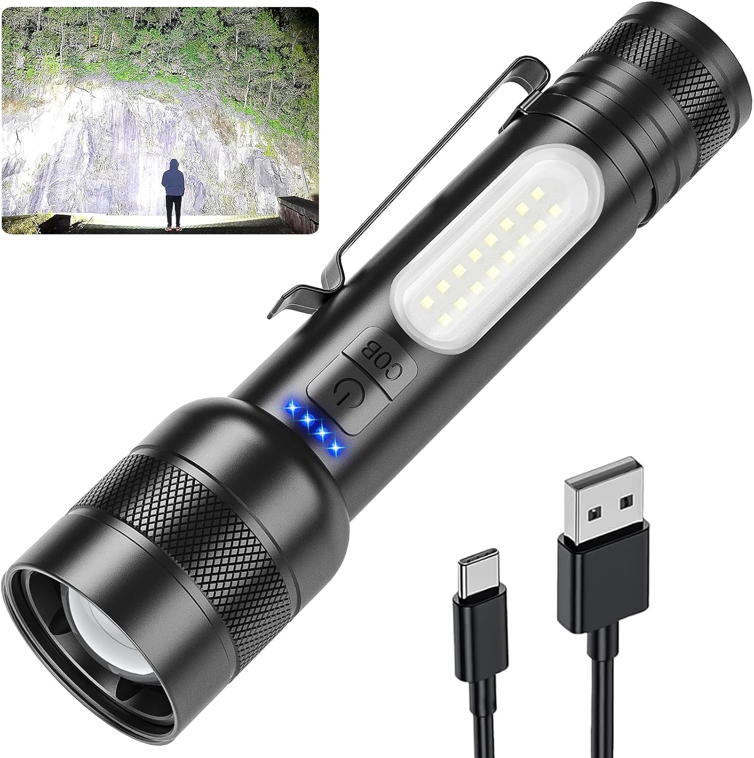 Dszuu Rechargeable Flashlight 990000 Lumens, Tactical Led Flashlights ...