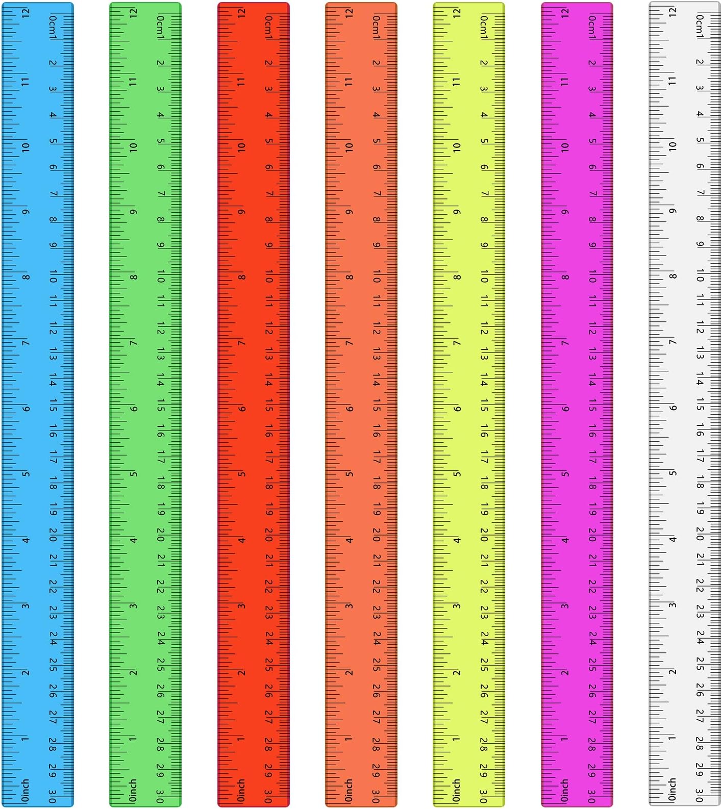 21 Pack Clear Plastic Rulers 12 Inch Ruler for School Transparent Ruler ...