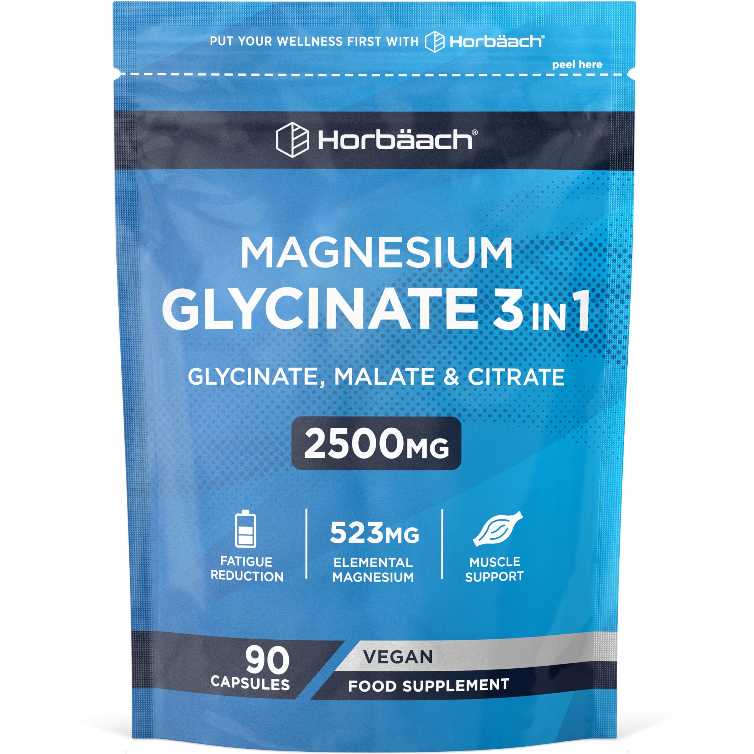 Magnesium Glycinate Supplements 2500mg | 3-in-1 Complex | 523mg ...