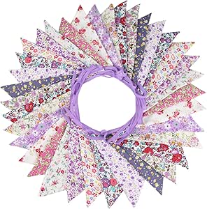 Amazon.com: 10M/32Ft Triangle Bunting Banner, 36 Pcs Cotton Fabric ...