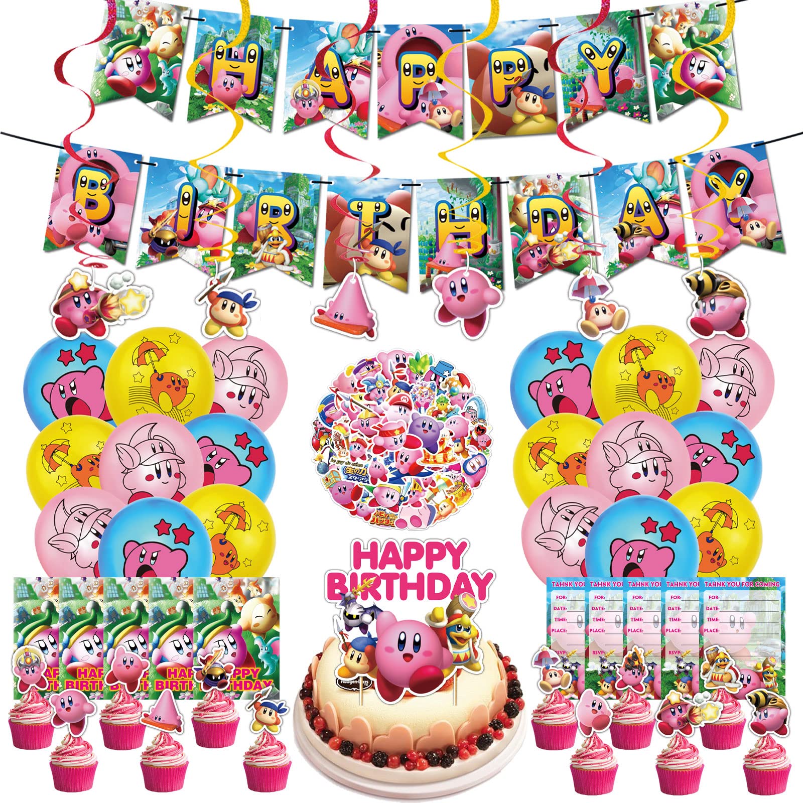 Buy 98Pcs Kirby-star Birthday Party Decorations,Kirby-star Birthday ...