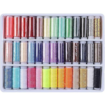 Luxbon Pack Of 39 Spools Sewing Thread Assorted Color Polyester Sewing ...