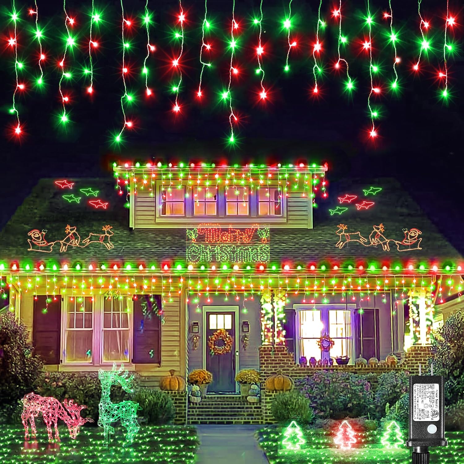 640 LED Red and Green Icicle Lights, 66ft Christmas Lights Indoor ...