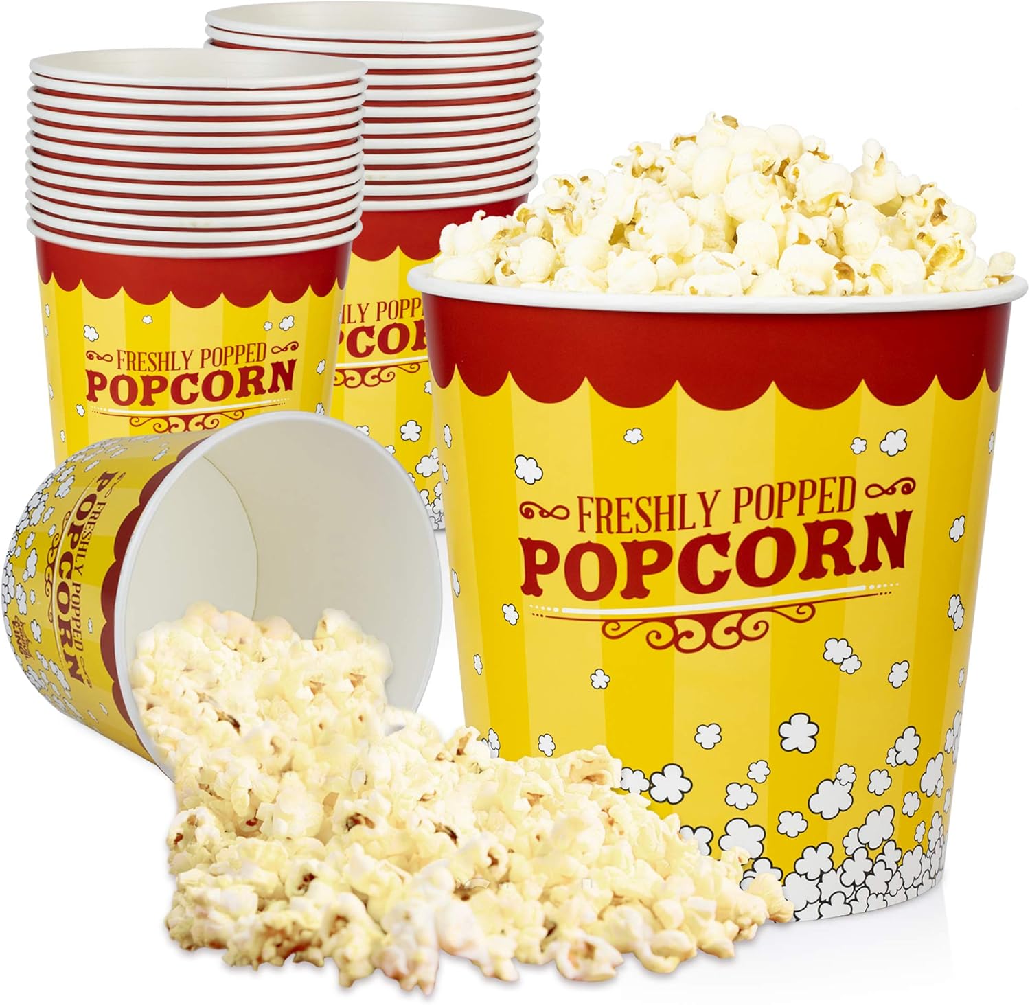 Amazon.com: Fit Meal Prep 25 Pack Large Popcorn Buckets Disposable, 130 ...